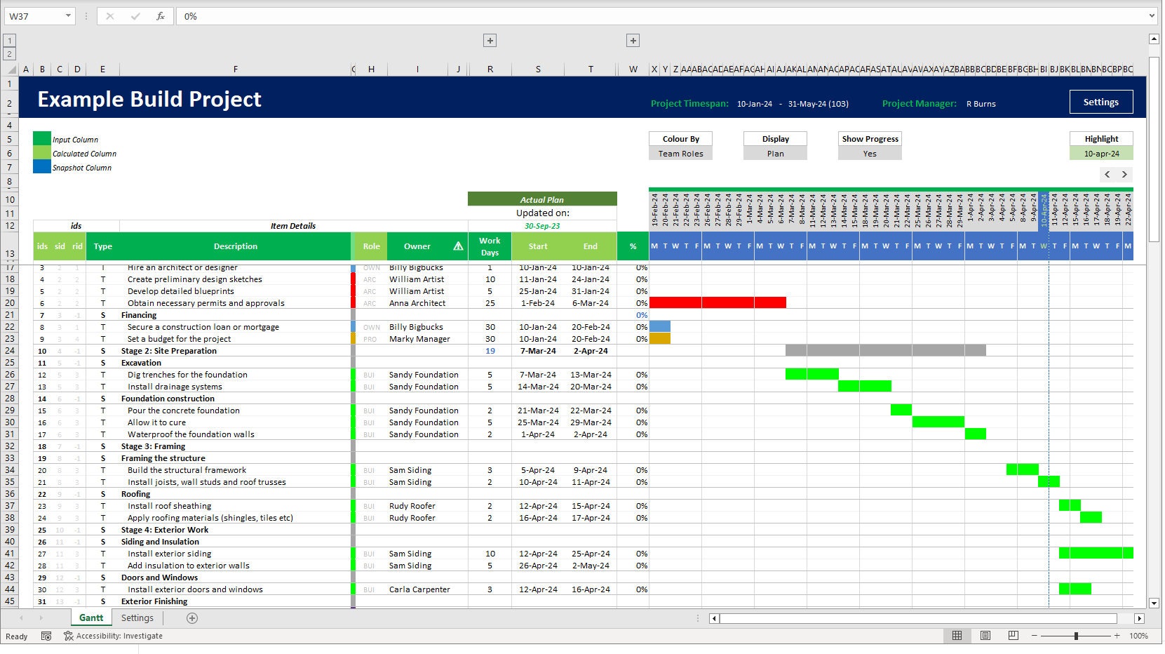 Microsoft Excel Template - Project Management Tool and Gantt Chart - Etsy