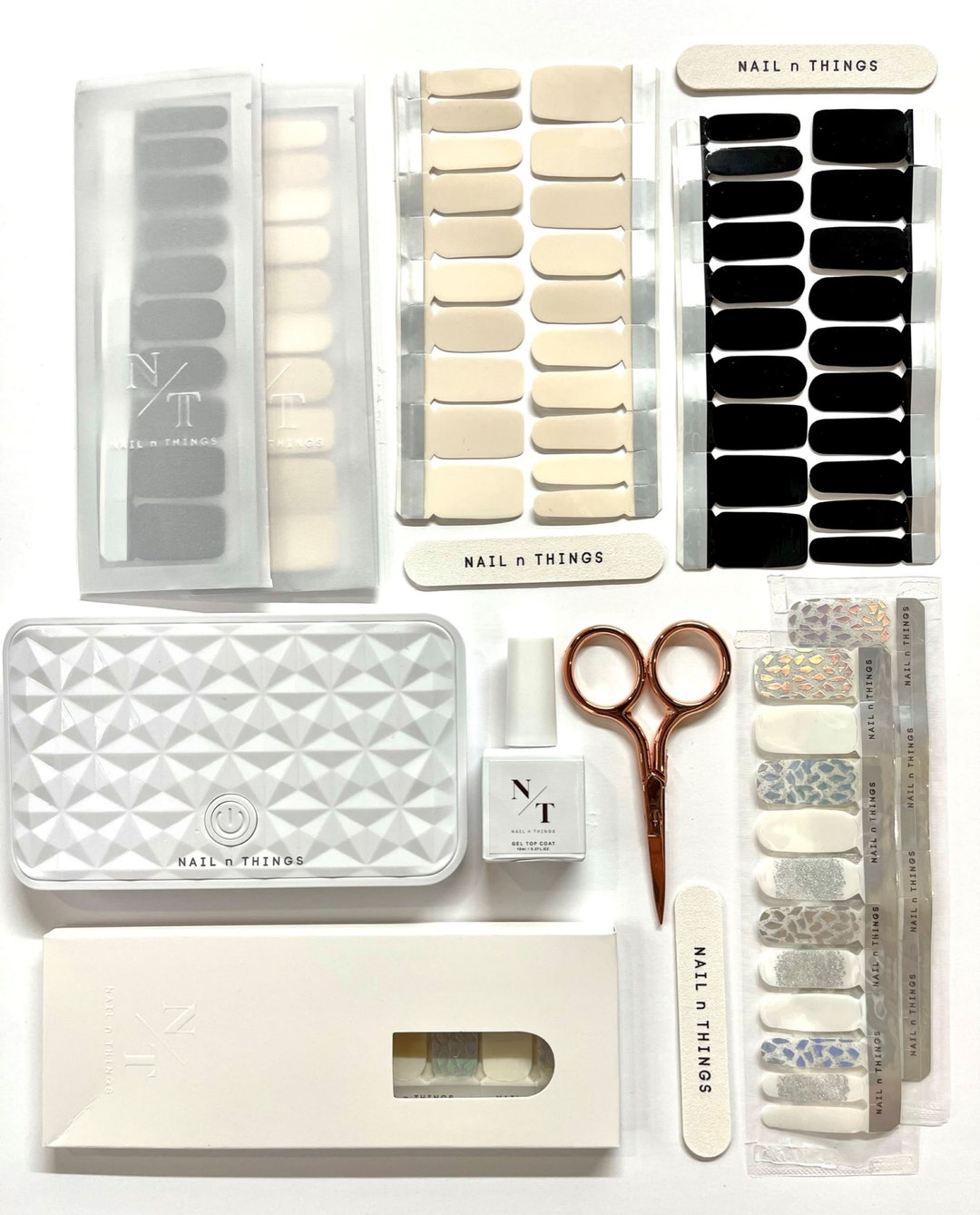 Nail Wraps Kit-uv Lamp, 62pc Wraps, File, Gel Topcoat, Scissor and ...