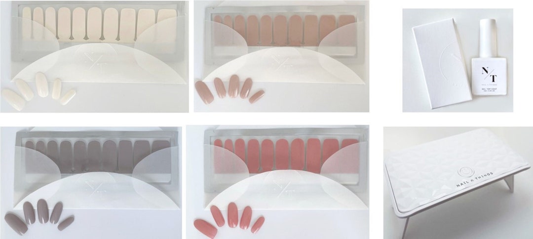 Nail Wraps Kit Set - UV Lamp, 80pc Nail Strips, File, Gel Topcoat. for ...