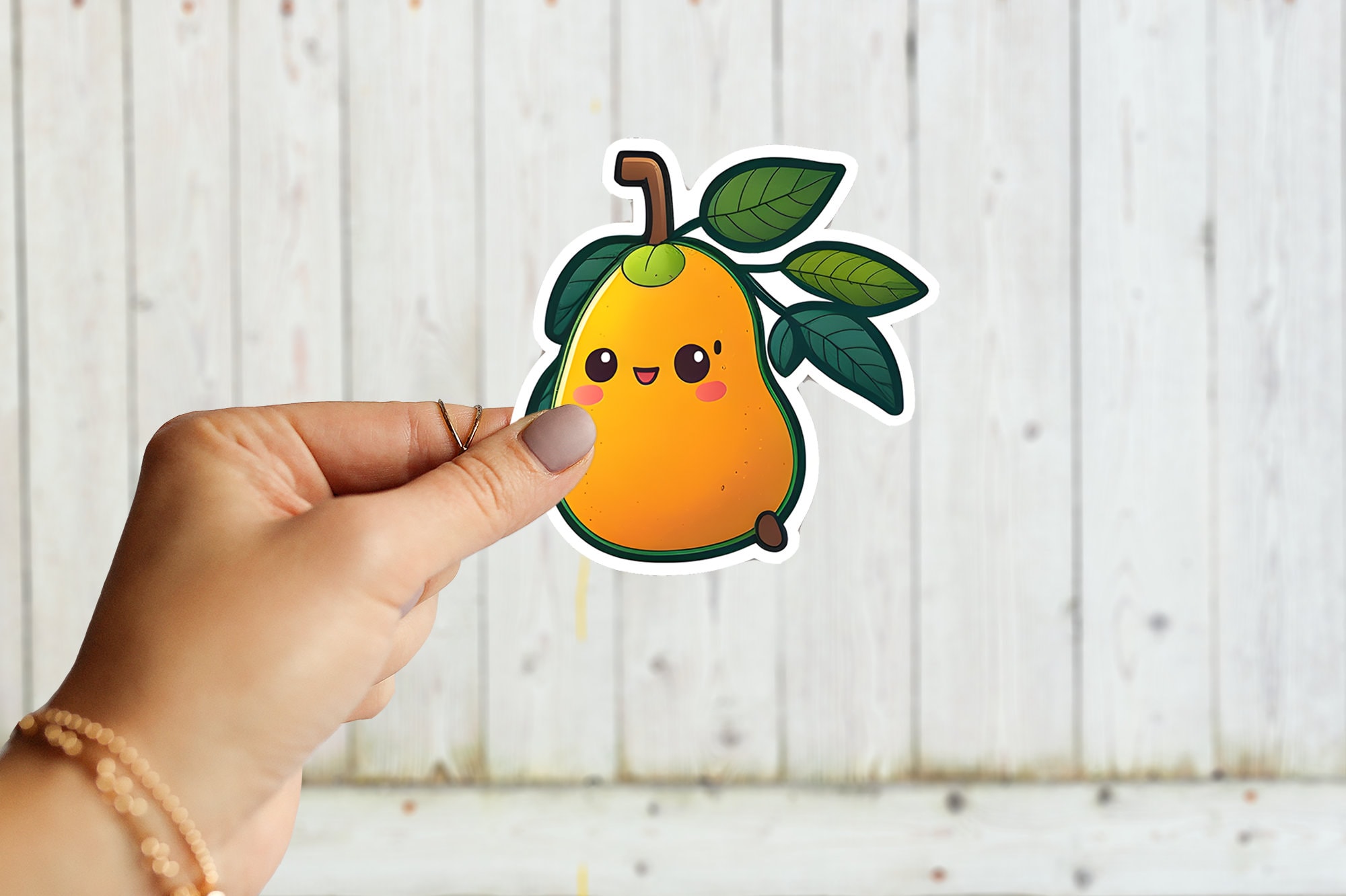 Cute Mango Sticker #1 - Playful Vinyl or Paper Sticker Vibrant Fruit ...