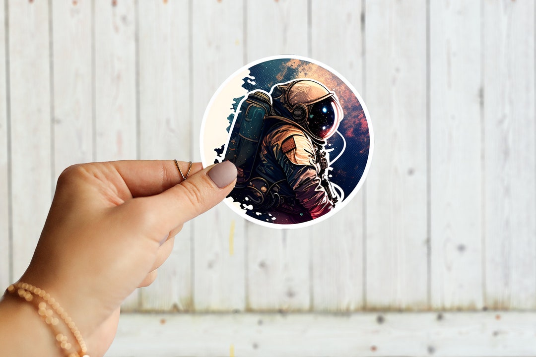 Astronaut in Space Sticker, Astronaut Flying Through Space Galactic ...