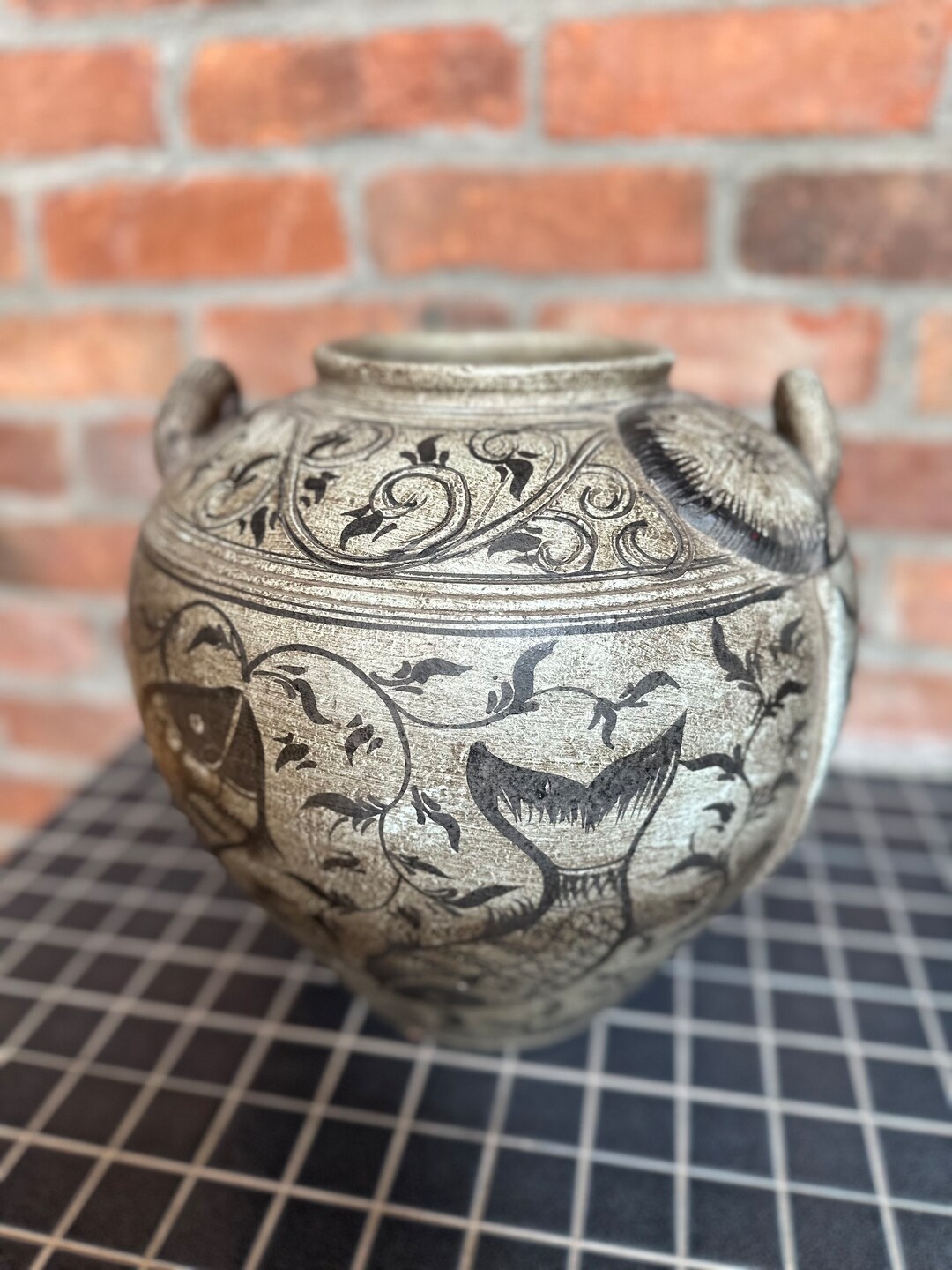 Korean High Fired Onggi Stoneware Pottery Twin Fishes Marriage Jar - Etsy