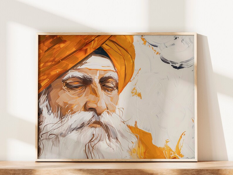 Guru Sikh Oil Painting Digital Print Sikh Wall Art Religious Art Sikh ...