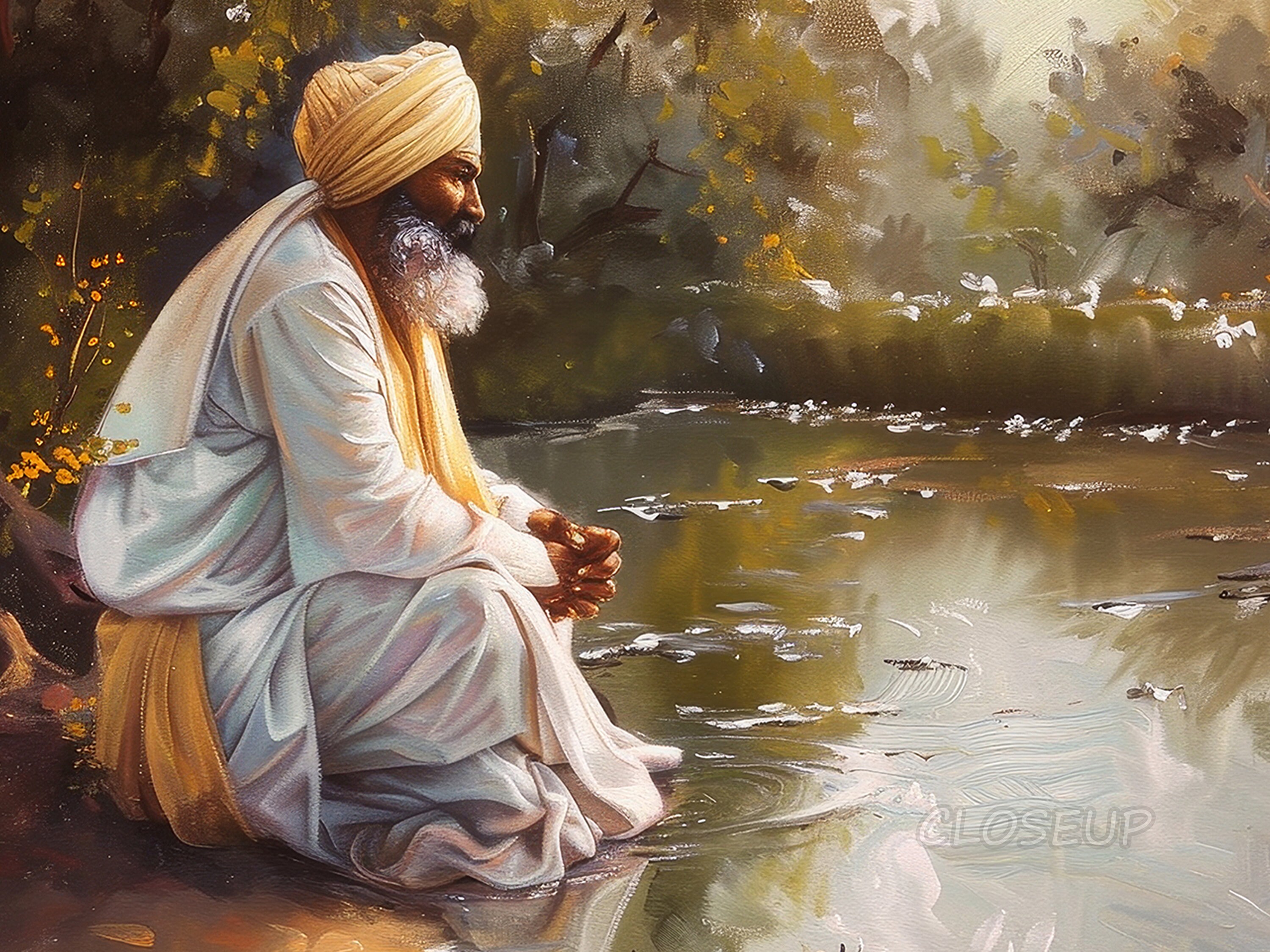 Guru Sikh Oil Painting 550+ DPI Poster Sikh Wall Art Religious Art Sikh ...