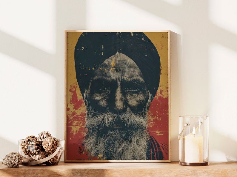 Sikh Guru Print Poster Sikh Wallpaper Oil Painting Sikh Wall Art Sikh ...