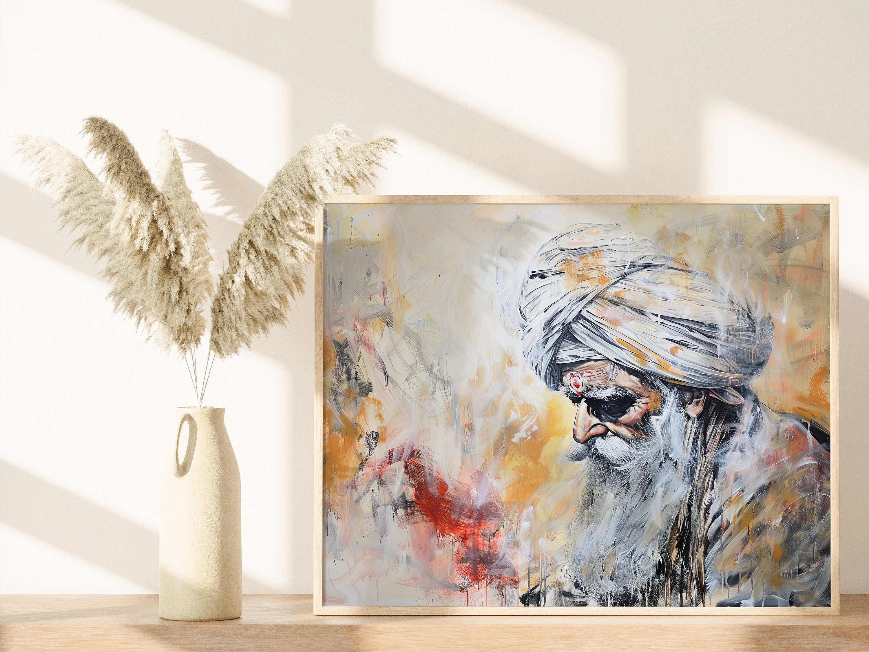 Sikh Guru Print Poster Sikh Wallpaper Oil Painting Sikh Wall Art Sikh ...
