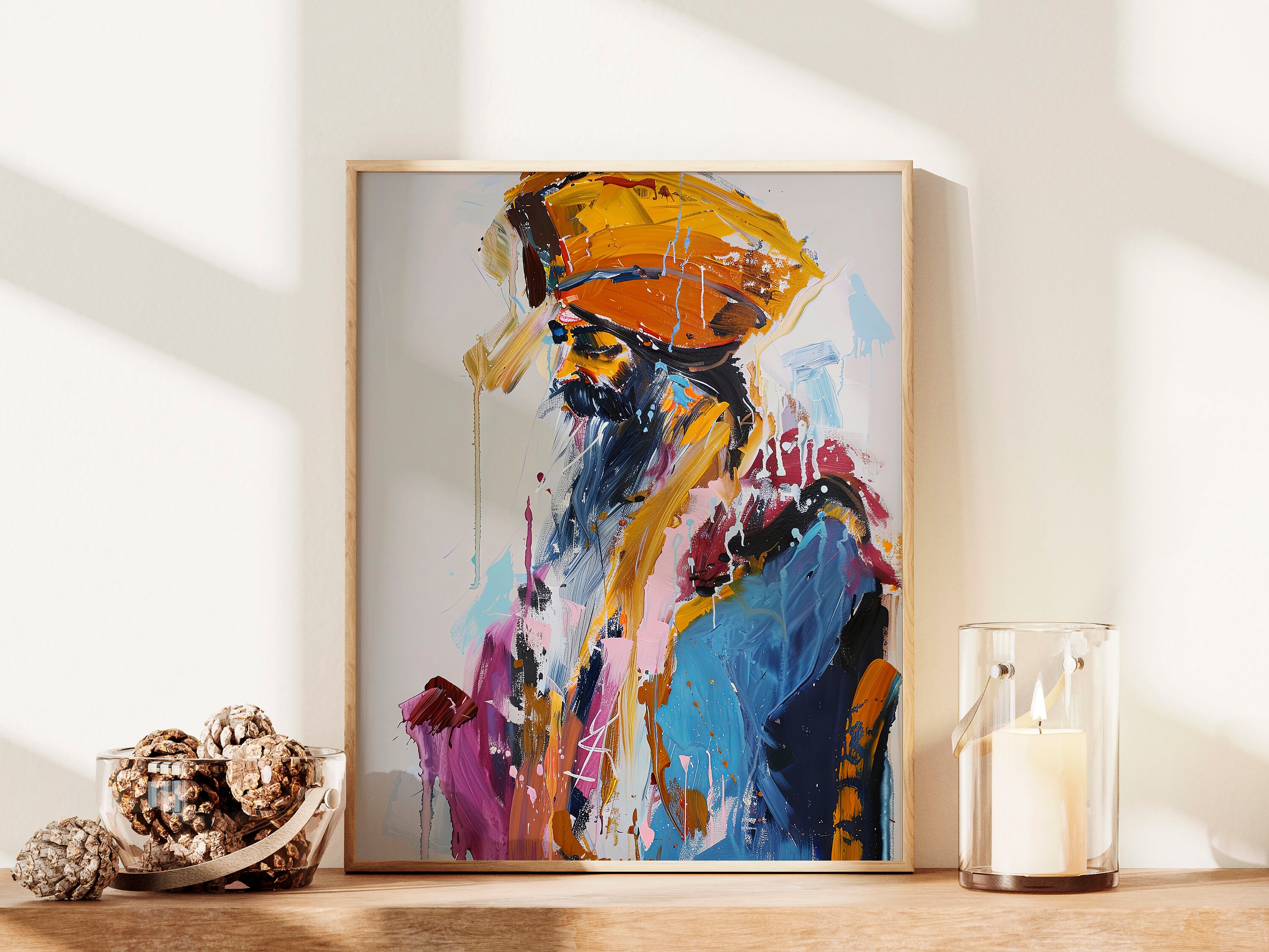 Sikh Guru Print Poster Sikh Wallpaper Abstract Oil Painting Sikh Wall ...