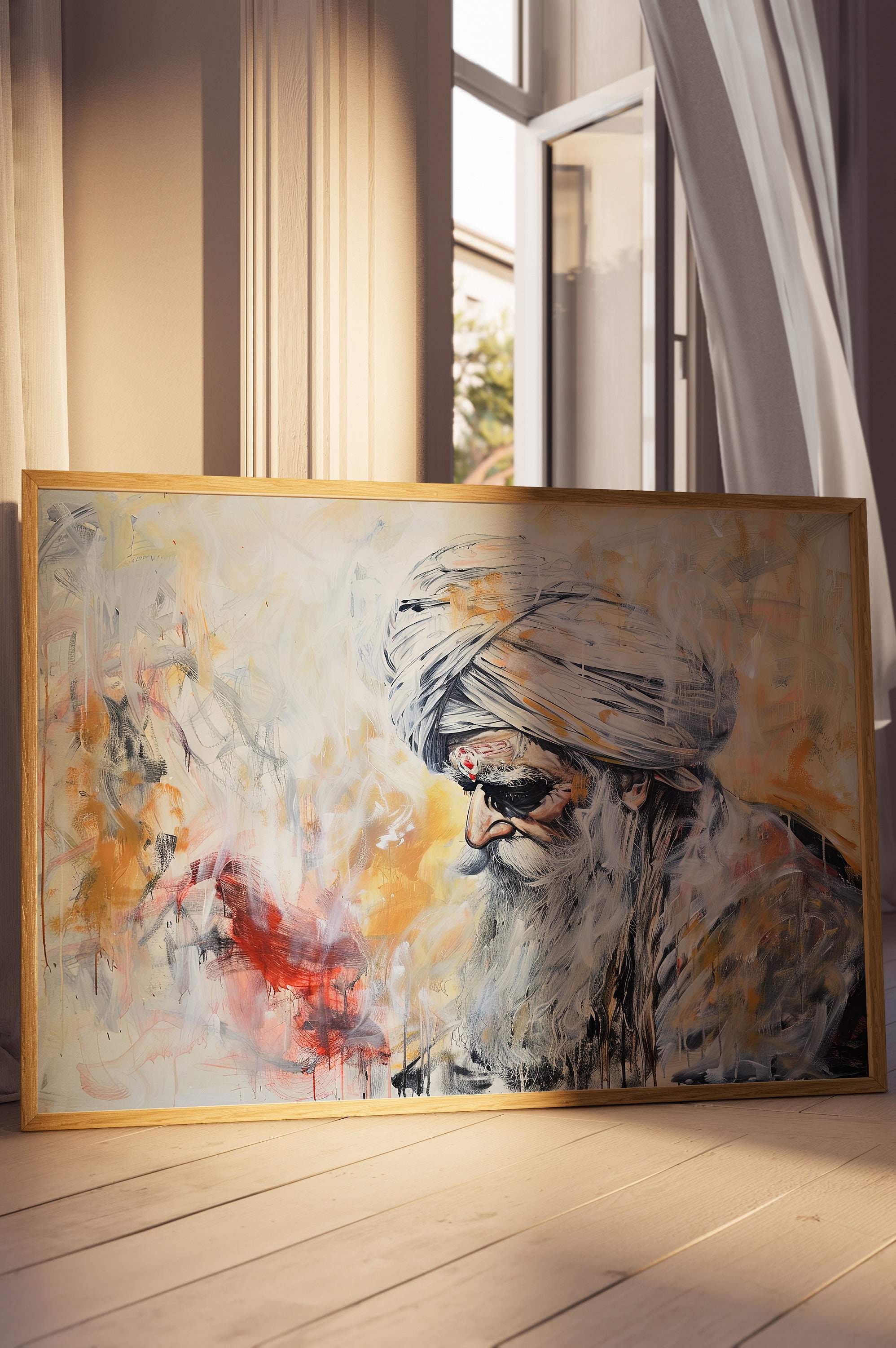 Sikh Guru Print Poster Sikh Wallpaper Oil Painting Sikh Wall Art Sikh ...