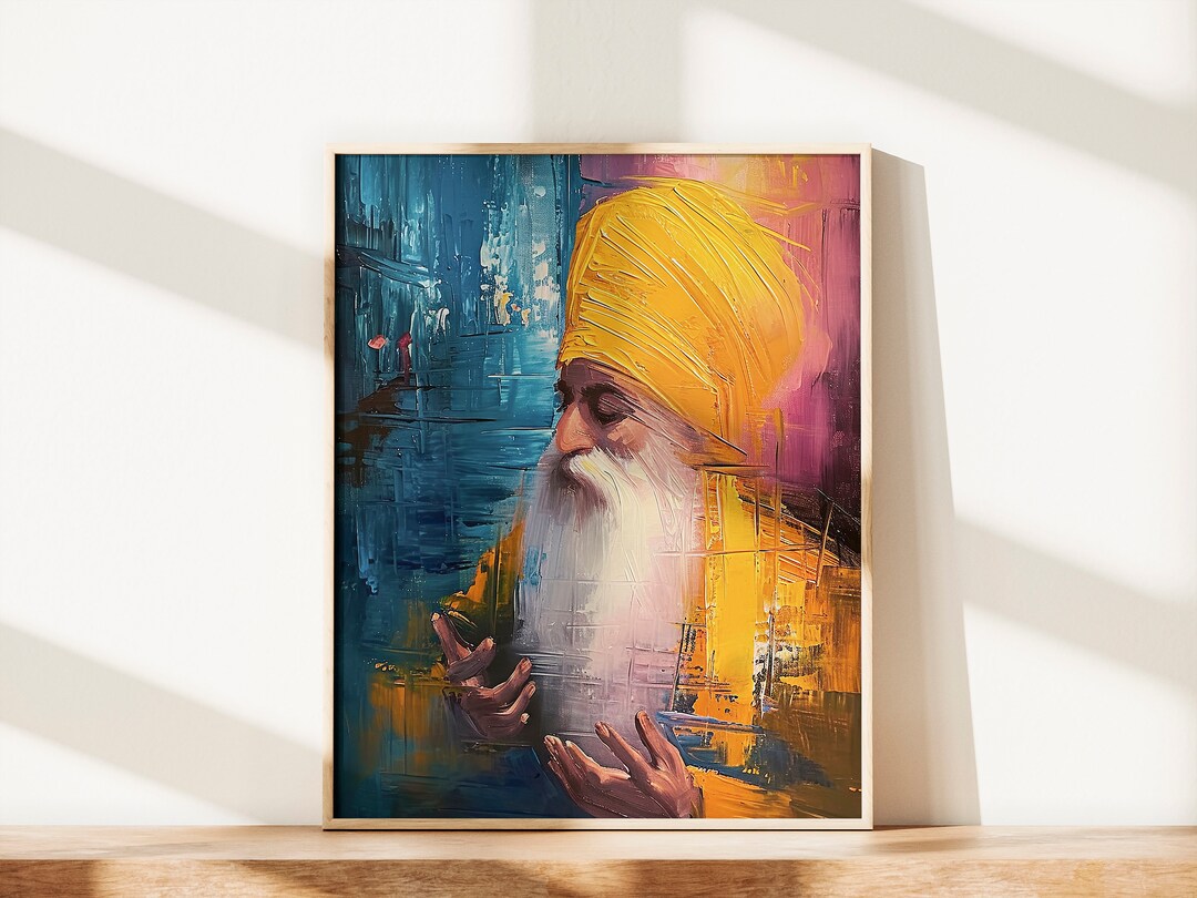 Sikh Guru Print Poster Sikh Wallpaper Oil Painting Sikh Wall Art Sikh ...