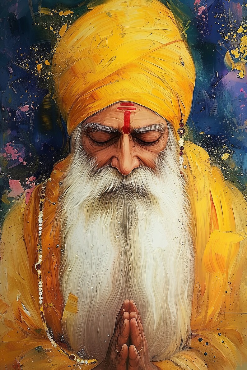Sikh Guru Print Poster Sikh Wallpaper Oil Painting Sikh Wall Art Sikh ...