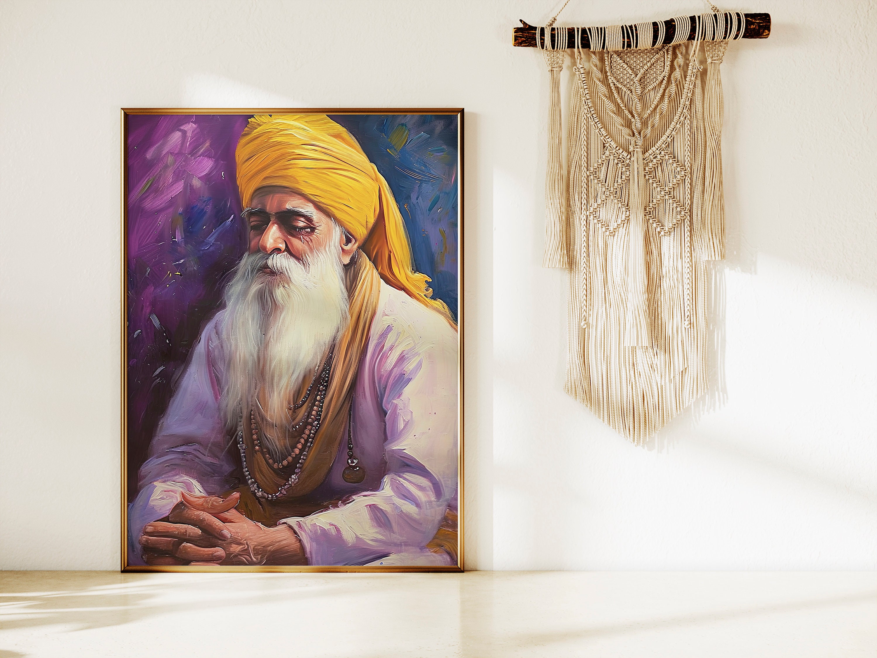 Sikh Guru Print Poster Sikh Wallpaper Oil Painting Sikh Wall Art Sikh ...