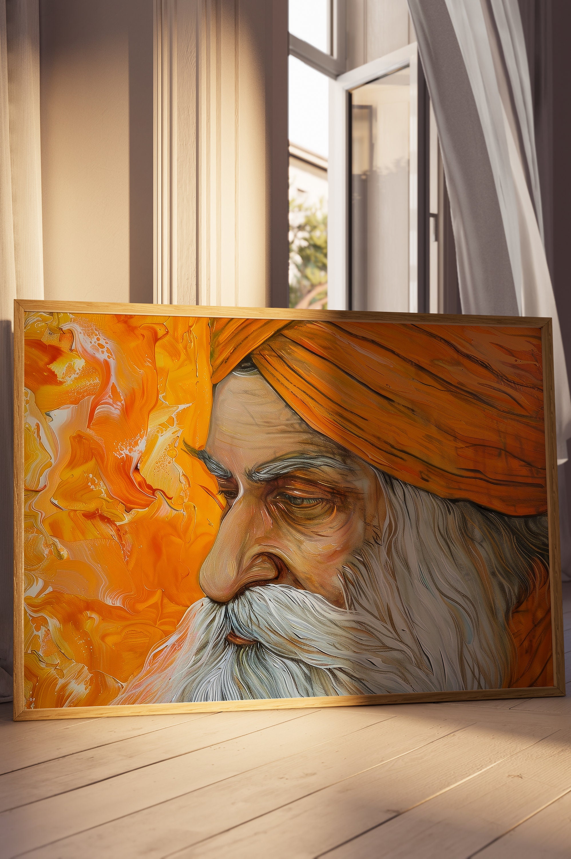 Guru Sikh Oil Painting Digital Print Sikh Wall Art Religious Art Sikh ...