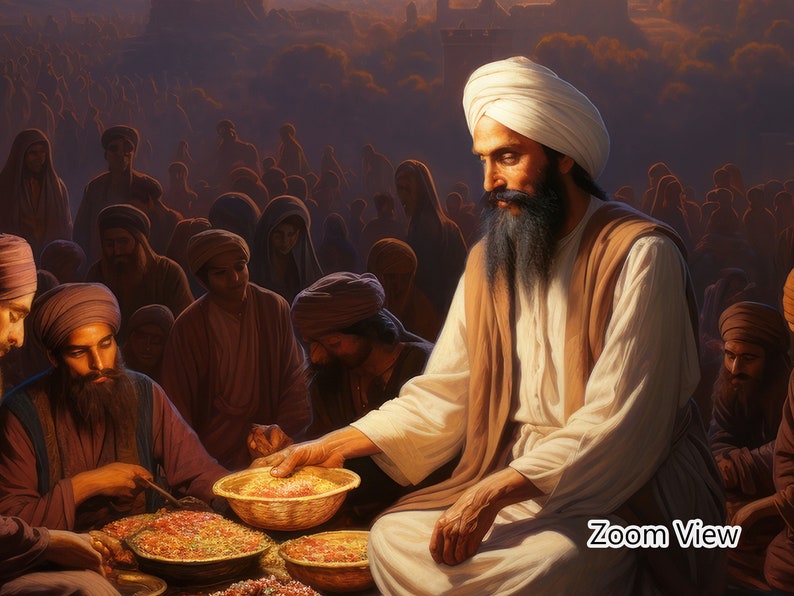The Humble Langar - Sikh Art, Sikh Guru, Religious Art, Oil Painting ...