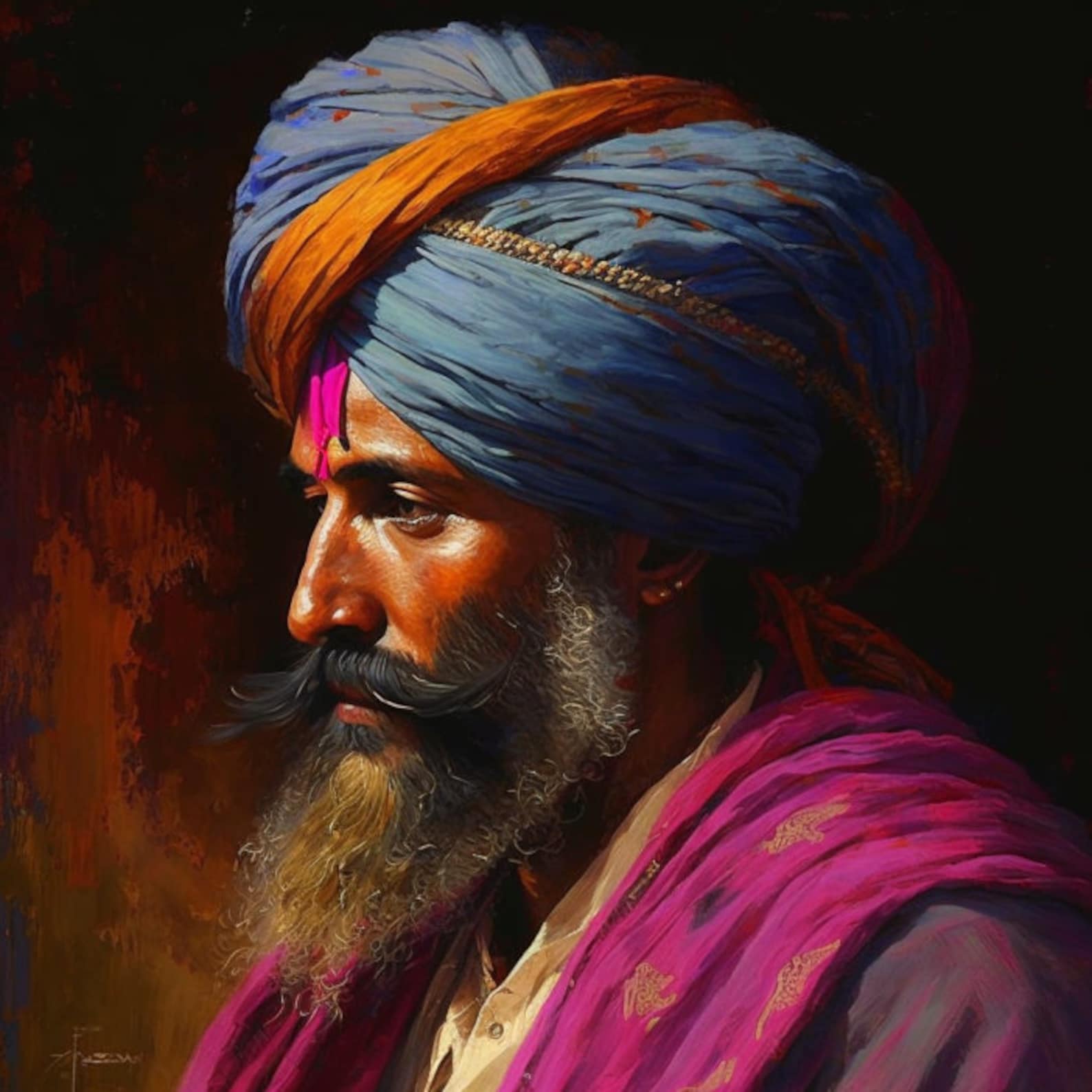 Radiant Resilience: A Vibrant Sikh Man Amidst Flames - Sikh Art | Oil ...