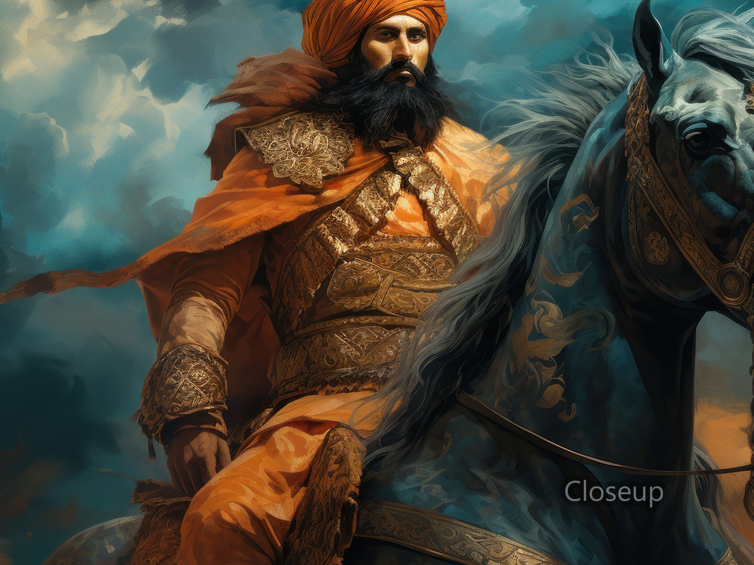 Mounted Legend: Sikh Hero in Battle - Sikh Art | Digital Wall Art ...