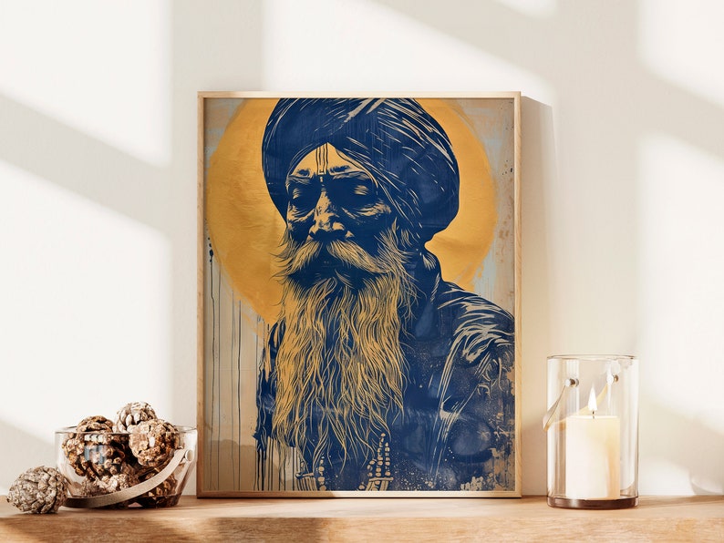 Sikh Guru Print Poster Sikh Wallpaper Oil Painting Sikh Wall Art Sikh ...