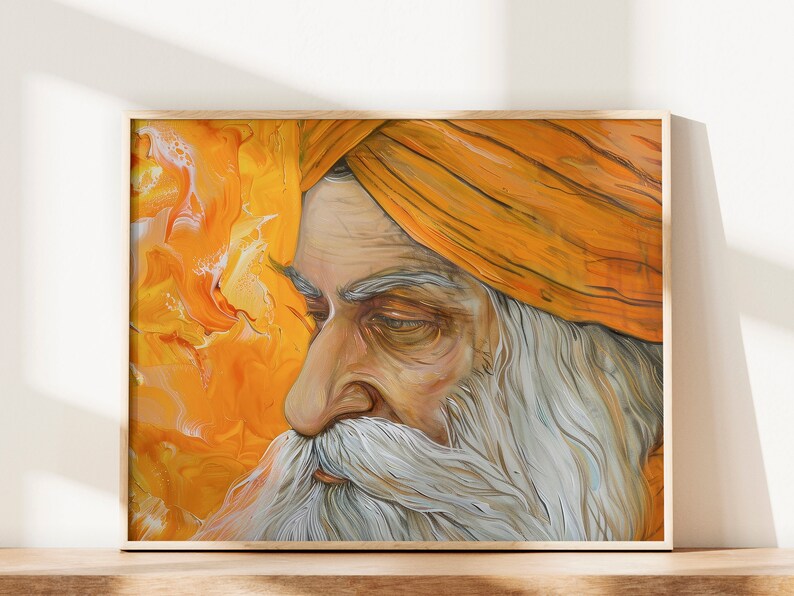 Guru Sikh Oil Painting Digital Print Sikh Wall Art Religious Art Sikh ...