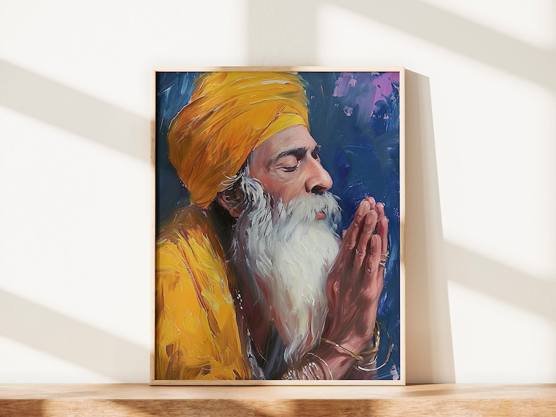 Sikh Guru Print Poster Sikh Wallpaper Oil Painting Sikh Wall Art Sikh ...