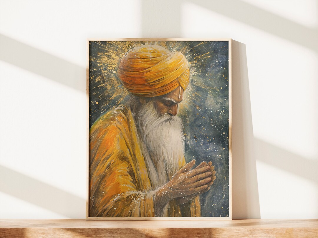 Sikh Guru Print Poster Sikh Wallpaper Oil Painting Sikh Wall Art Sikh ...