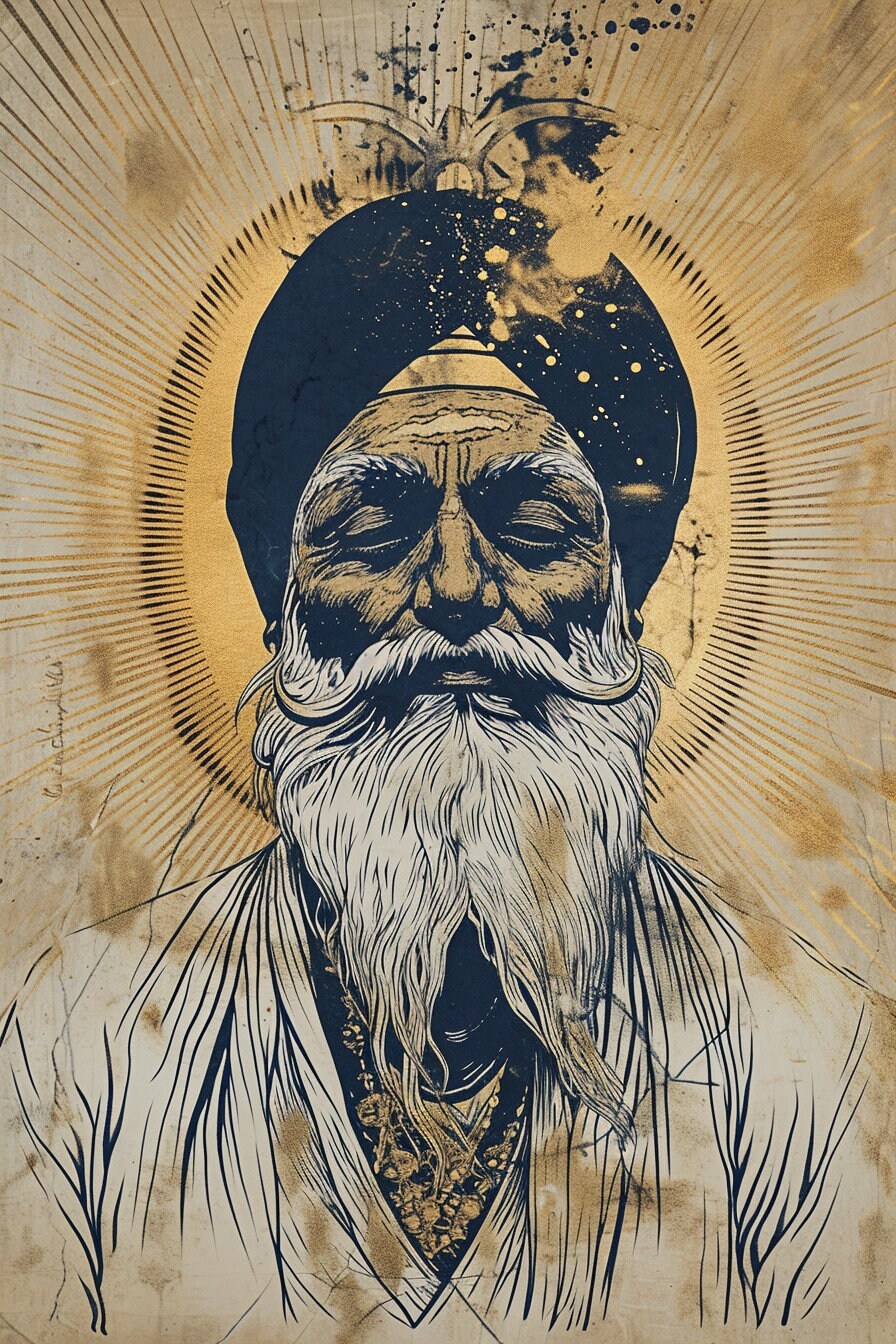 Antarik Shanti Sikh Wall Art Oil Painting Poster Sikh Guru Vintage ...