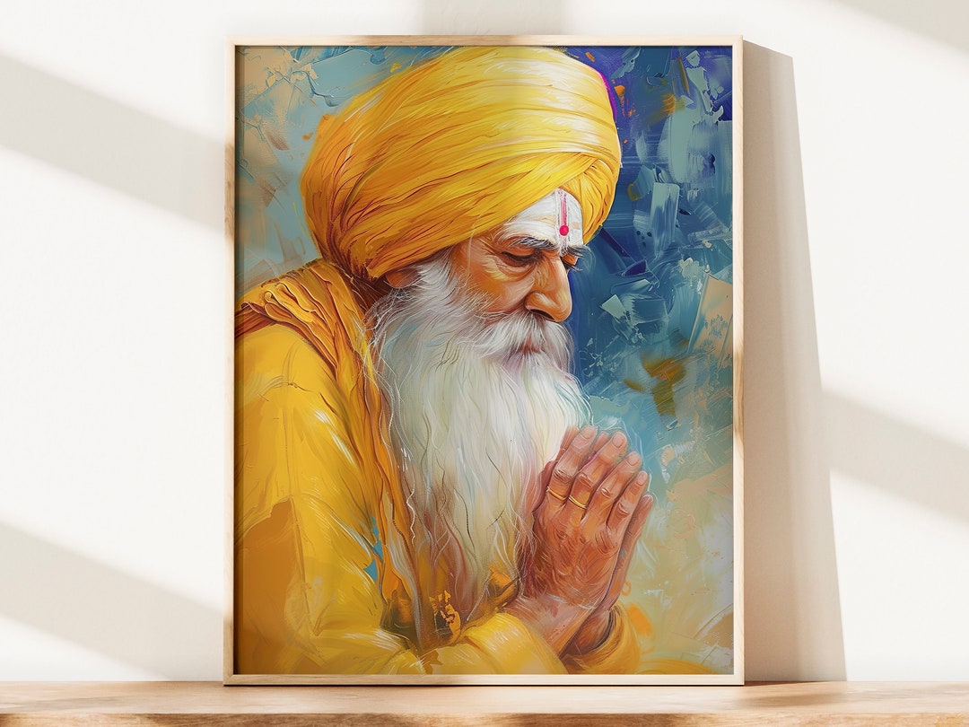 Sikh Guru Print Poster Sikh Wallpaper Oil Painting Sikh Wall Art Sikh ...