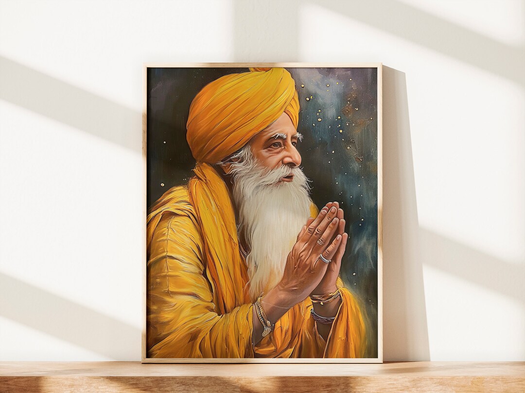 Sikh Guru Print Poster Sikh Wallpaper Oil Painting Sikh Wall Art Sikh ...