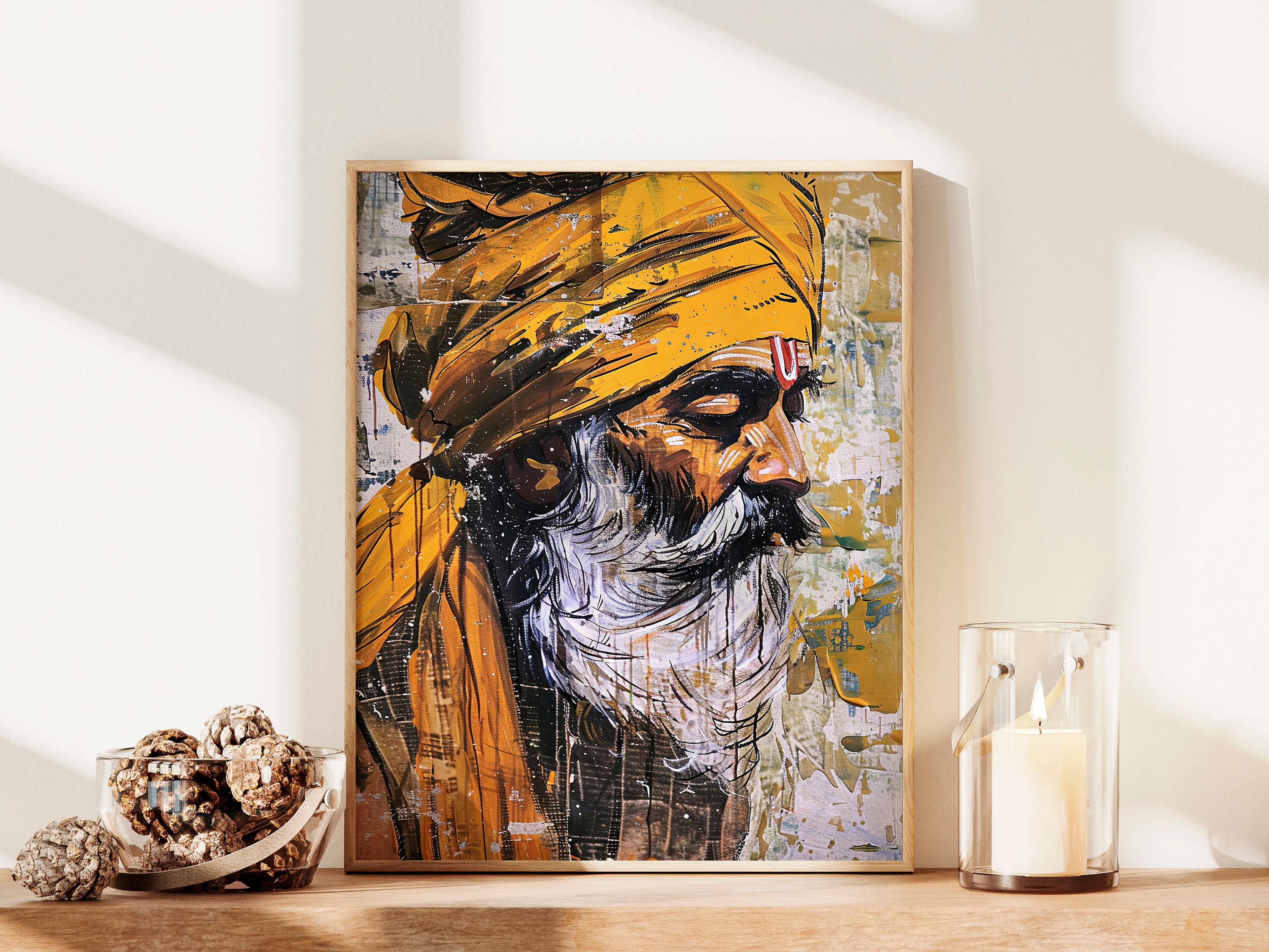 Sikh Guru Print Poster Sikh Wallpaper Abstract Oil Painting Sikh Wall ...