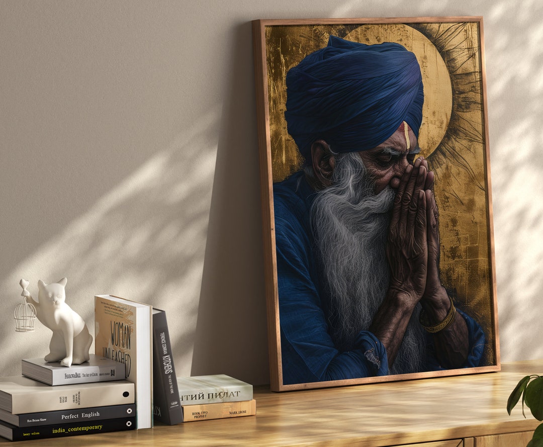 Sikh Guru Print Poster Sikh Wallpaper Oil Painting Sikh Wall Art Sikh ...