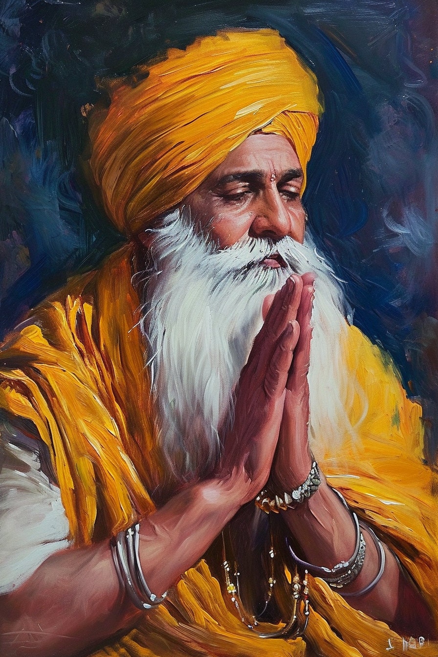 Sikh Guru Print Poster Sikh Wallpaper Oil Painting Sikh Wall Art Sikh ...