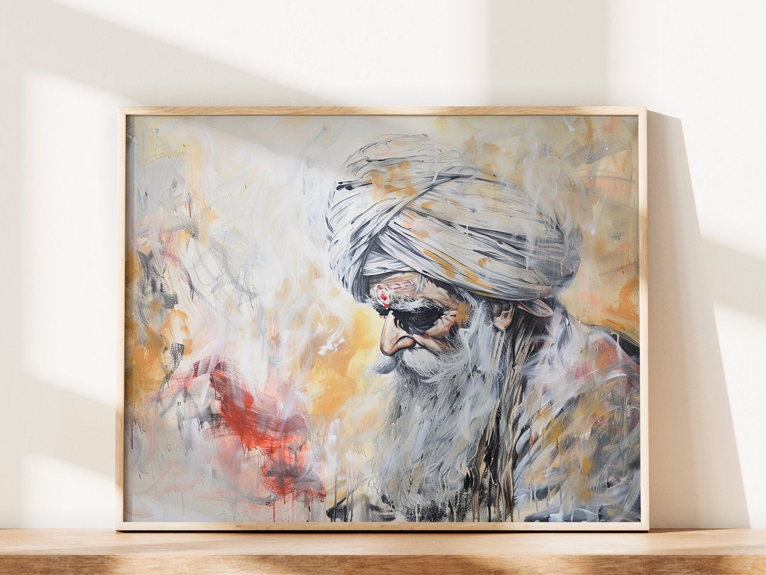 Sikh Guru Print Poster Sikh Wallpaper Oil Painting Sikh Wall Art Sikh ...