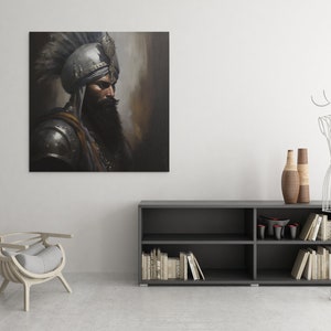 The Sentinel: Stoic Sikh Warrior in Heavy Armor - Sikh Art | Oil ...