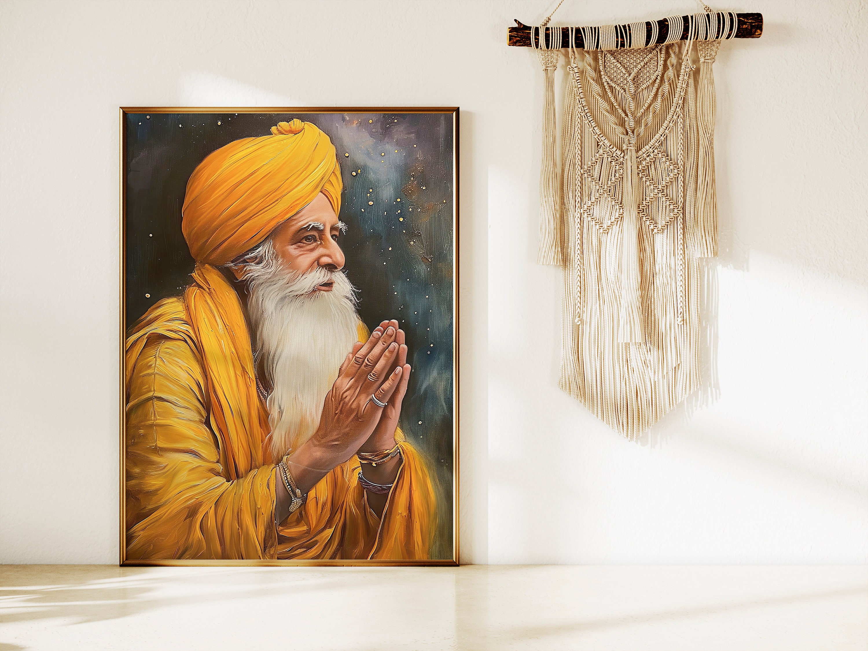 Sikh Guru Print Poster Sikh Wallpaper Oil Painting Sikh Wall Art Sikh ...