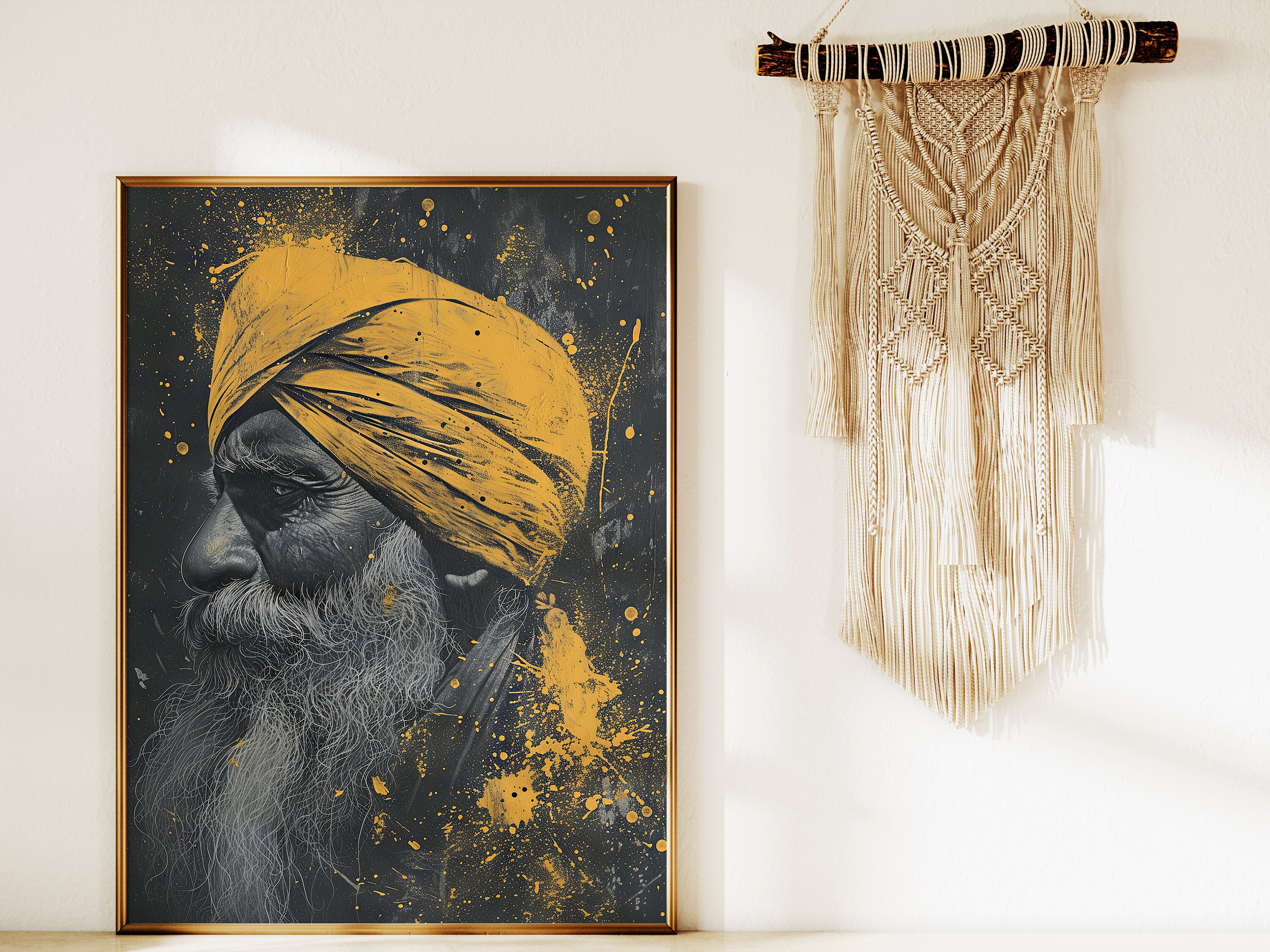 Sikh Guru Print Poster Sikh Wallpaper Oil Painting Sikh Wall Art Sikh ...