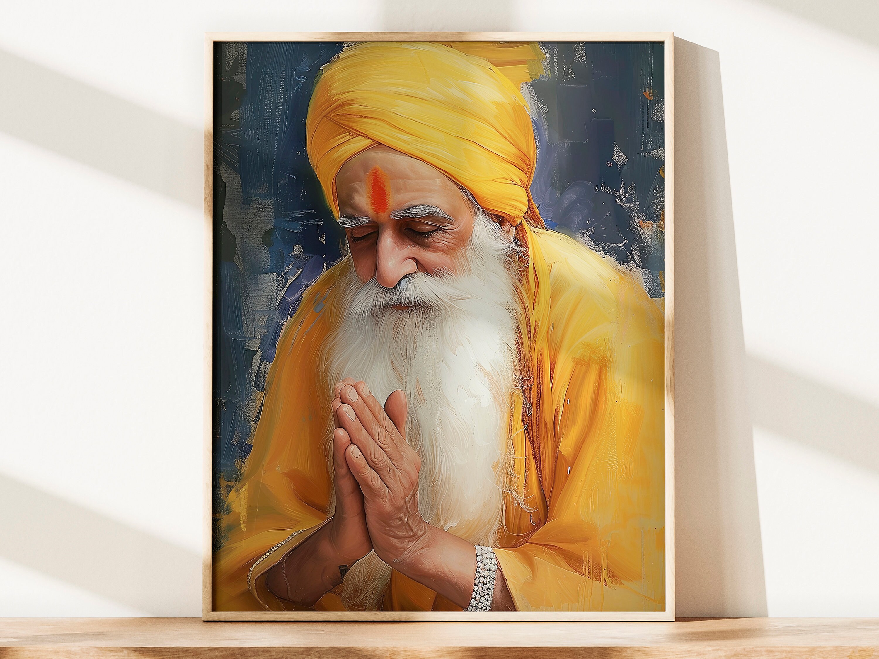 Sikh Guru Print Poster Sikh Wallpaper Oil Painting Sikh Wall Art Sikh ...