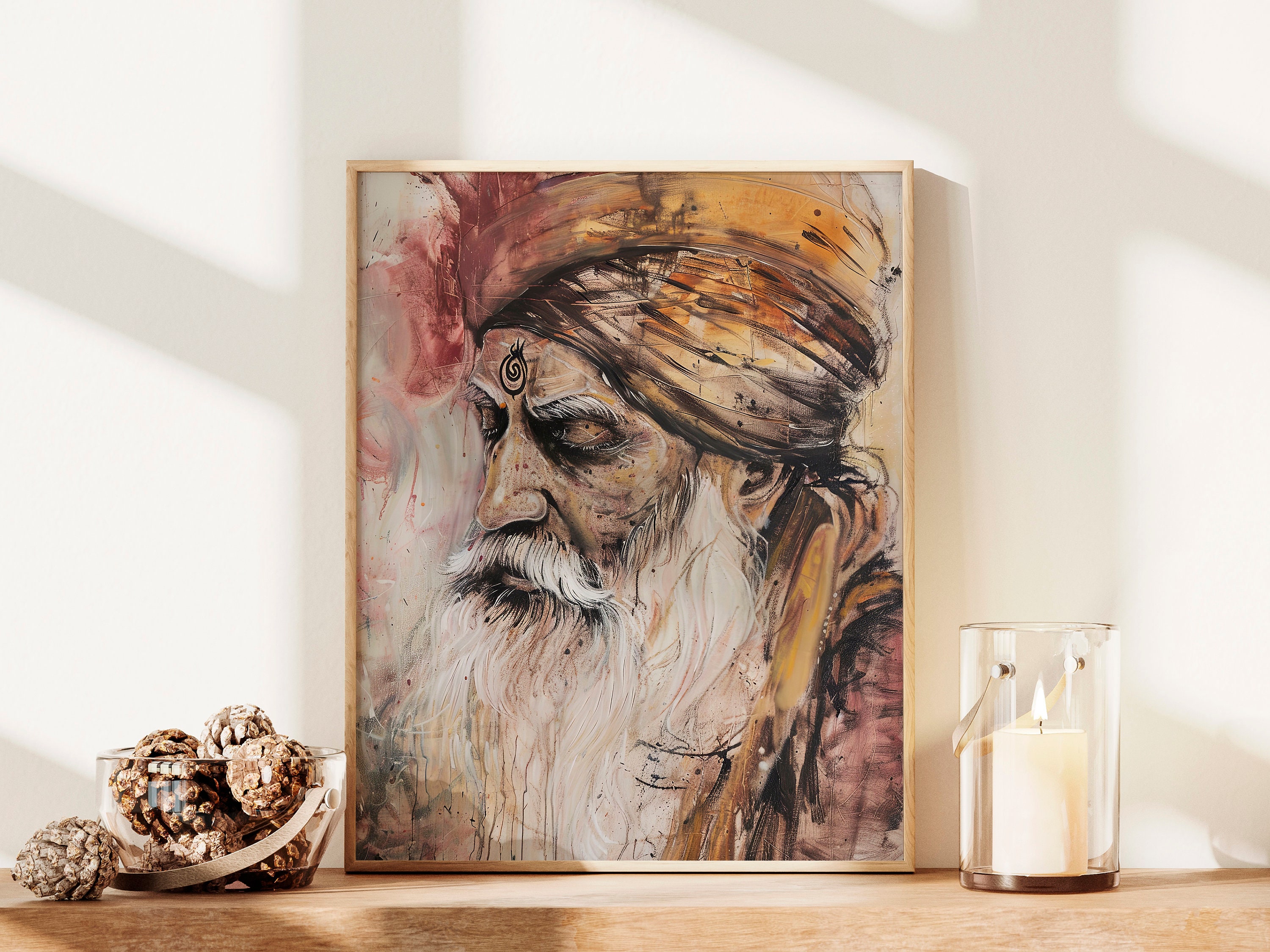 Sikh Guru Print Poster Sikh Wallpaper Abstract Oil Painting Sikh Wall ...