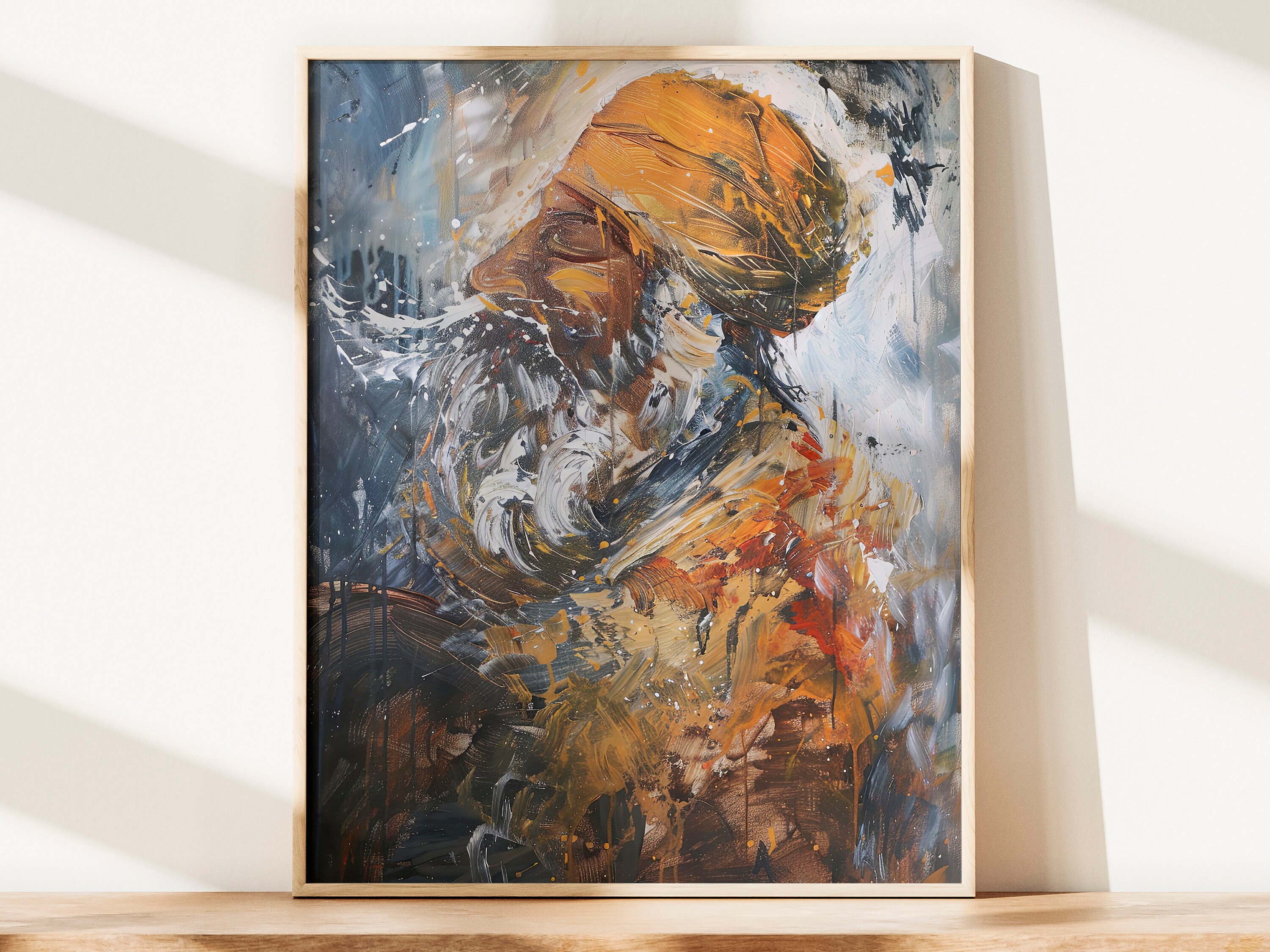Sikh Guru Print Poster Sikh Wallpaper Abstract Oil Painting Sikh Wall ...