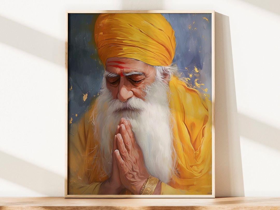 Sikh Guru Print Poster Sikh Wallpaper Oil Painting Sikh Wall Art Sikh ...