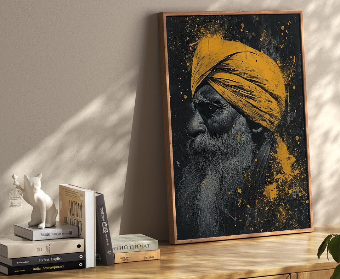 Sikh Guru Print Poster Sikh Wallpaper Oil Painting Sikh Wall Art Sikh ...