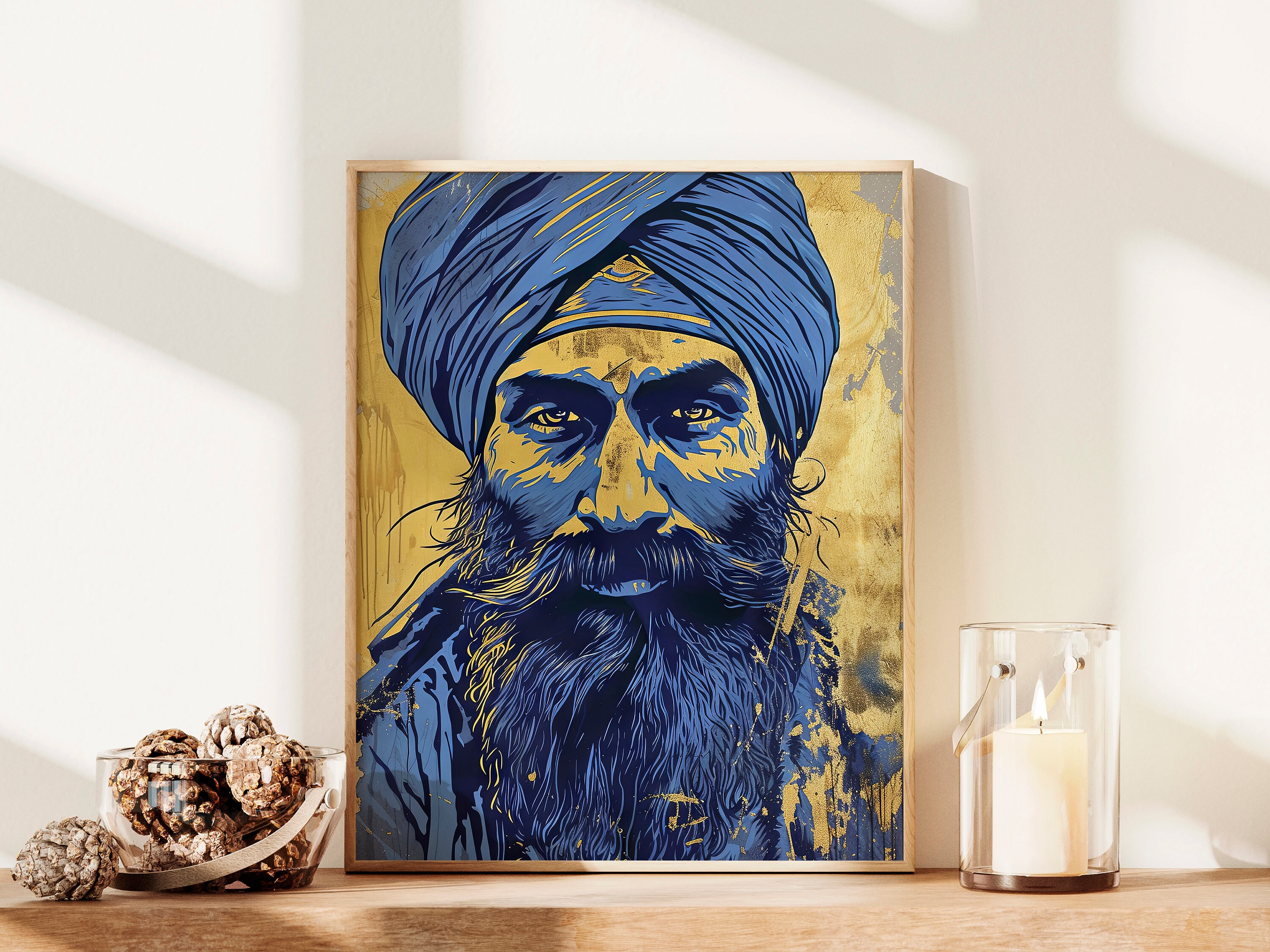 Sikh Guru Print Poster Sikh Wallpaper Oil Painting Sikh Wall Art Sikh ...