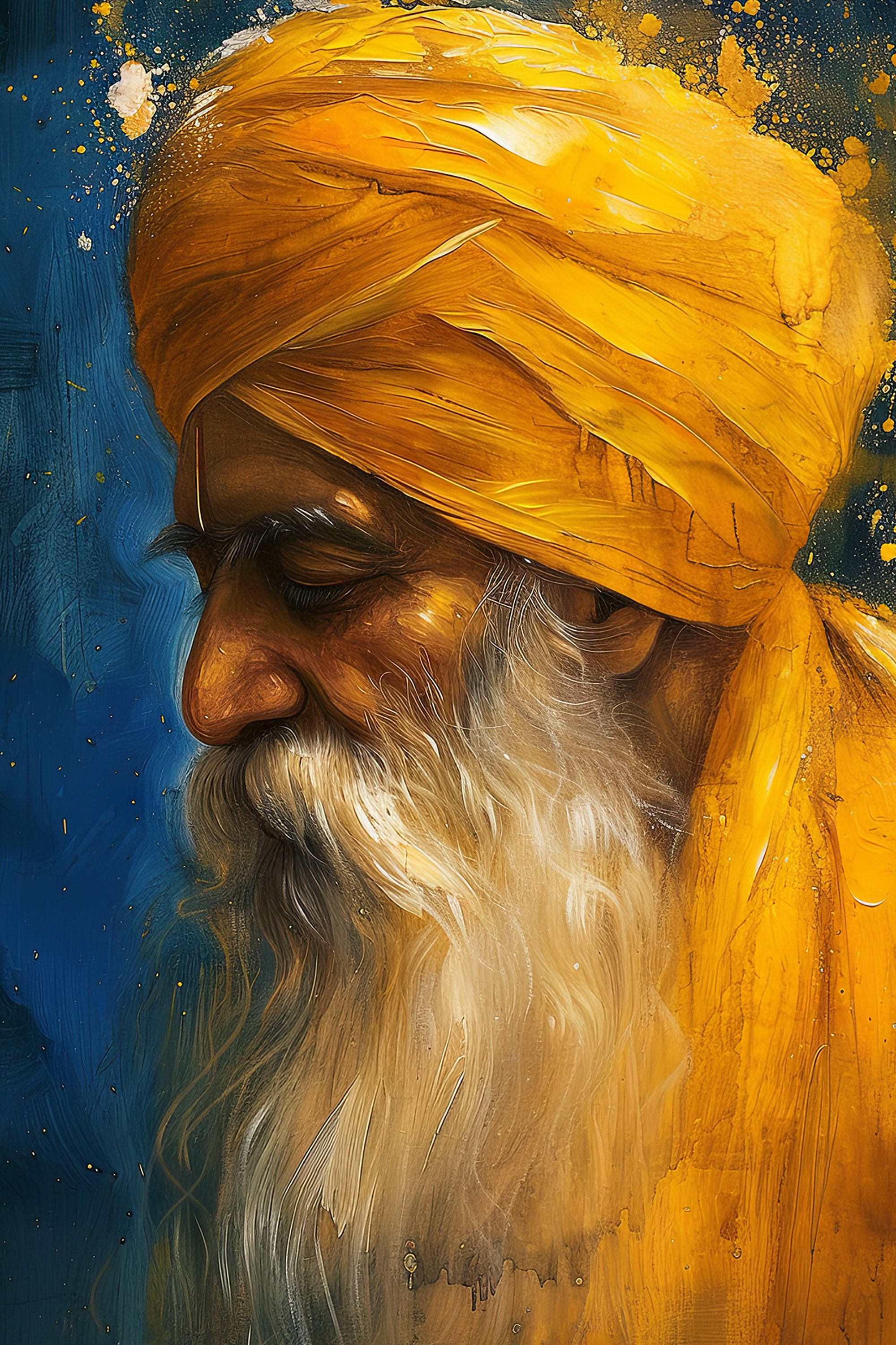 Sikh Guru Print Poster Sikh Wallpaper Oil Painting Sikh Wall Art Sikh ...