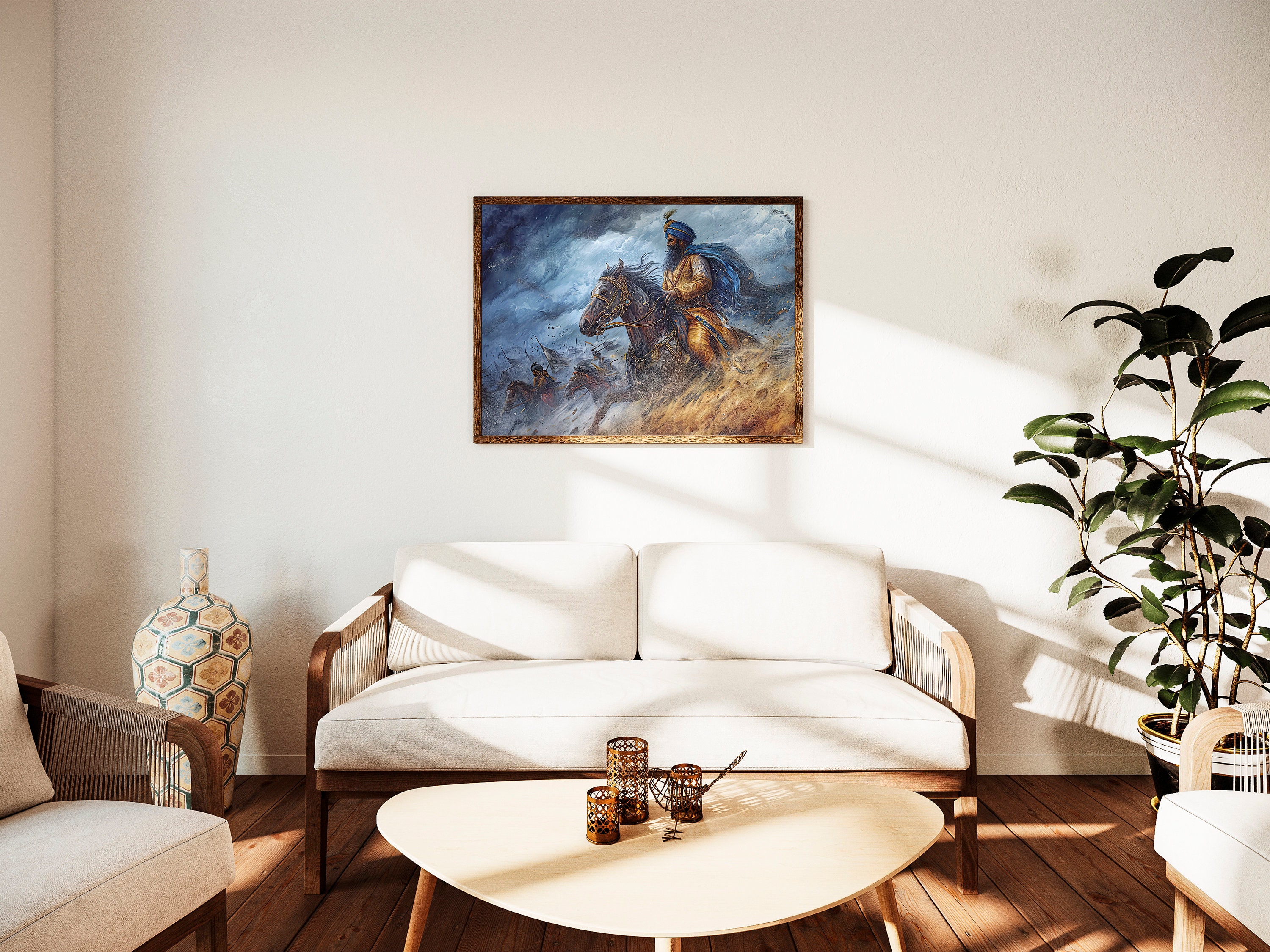 Khalsa Charge | Oil Painting | 550+ DPI Framed Sikh Poster | Sikh Wall ...