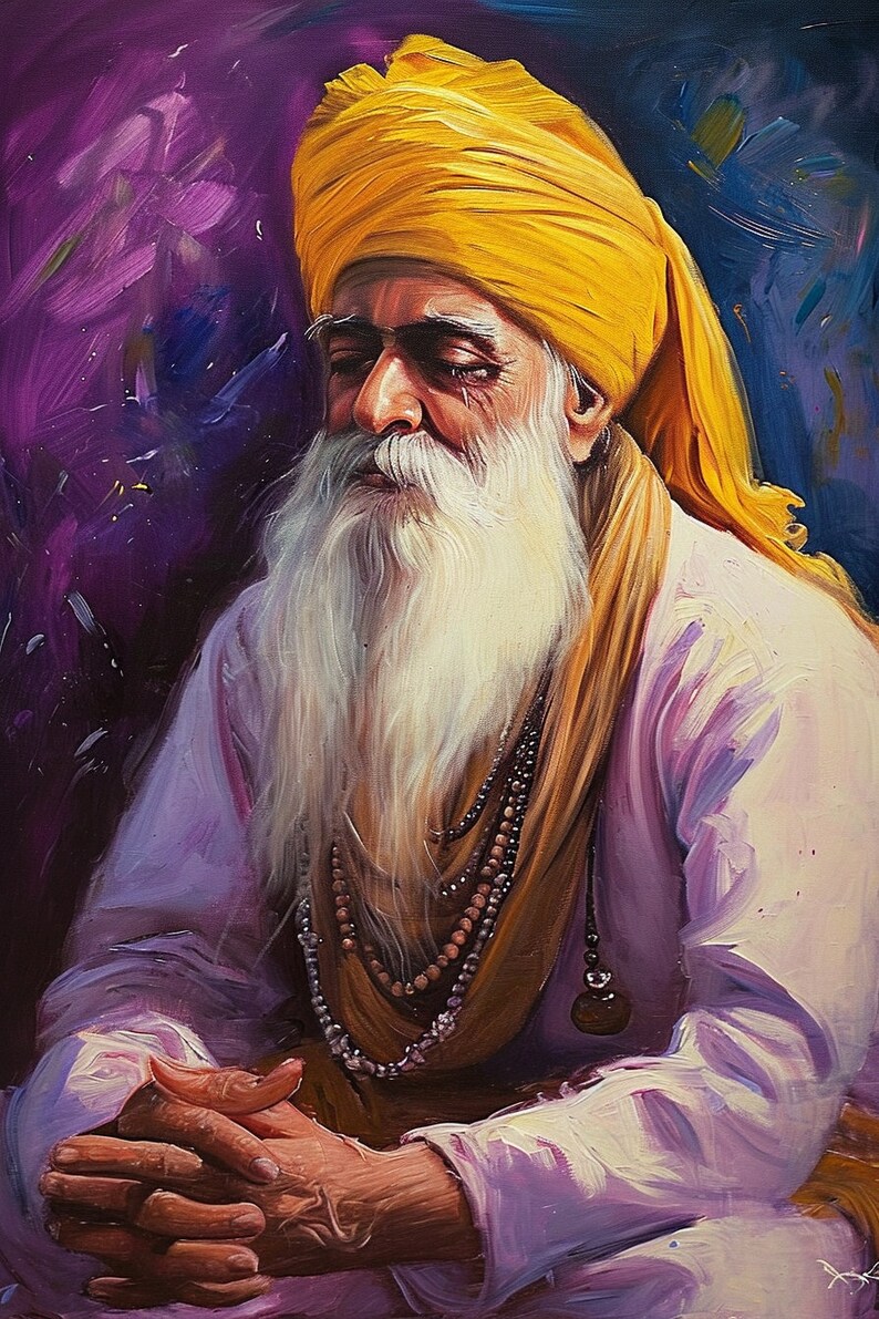 Sikh Guru Print Poster Sikh Wallpaper Oil Painting Sikh Wall Art Sikh ...