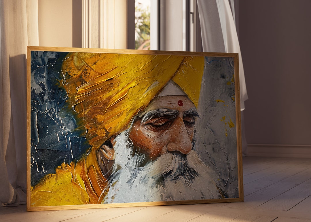 Sikh Guru Print Poster Sikh Wallpaper Oil Painting Sikh Wall Art Sikh ...