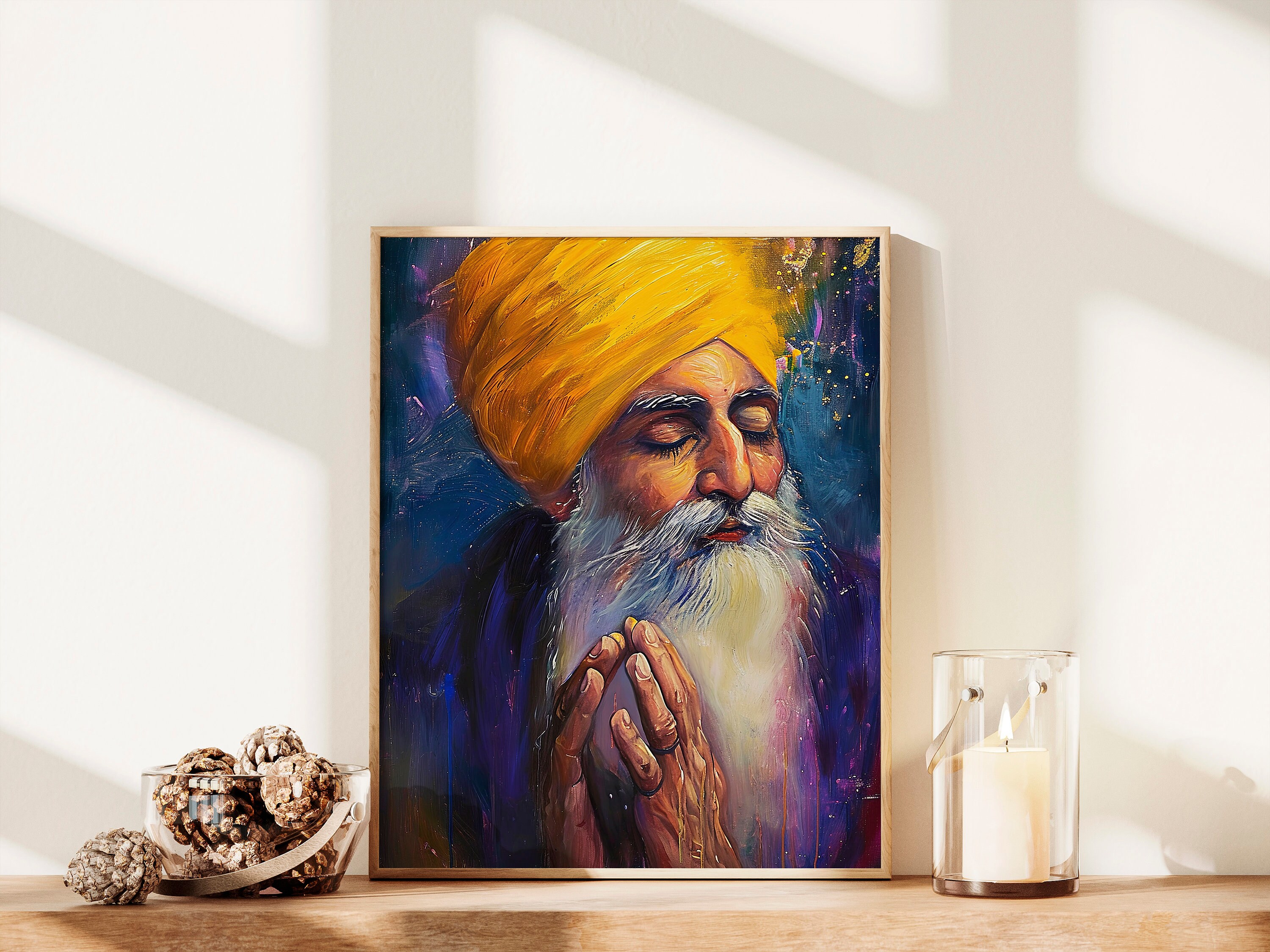 Sikh Guru Print Poster Sikh Wallpaper Oil Painting Sikh Wall Art Sikh ...