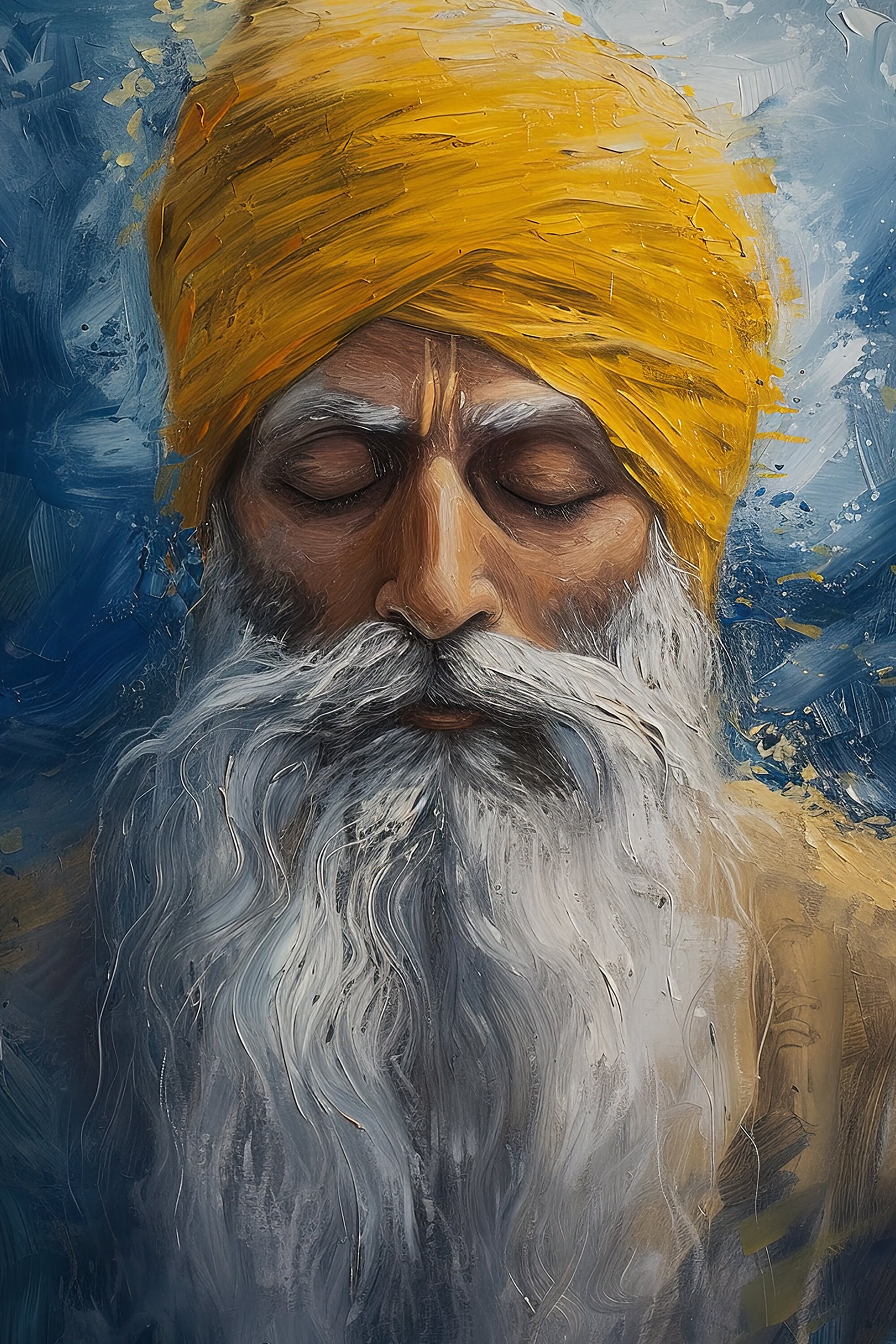 Sikh Guru Print Poster Sikh Wallpaper Oil Painting Sikh Wall Art Sikh ...
