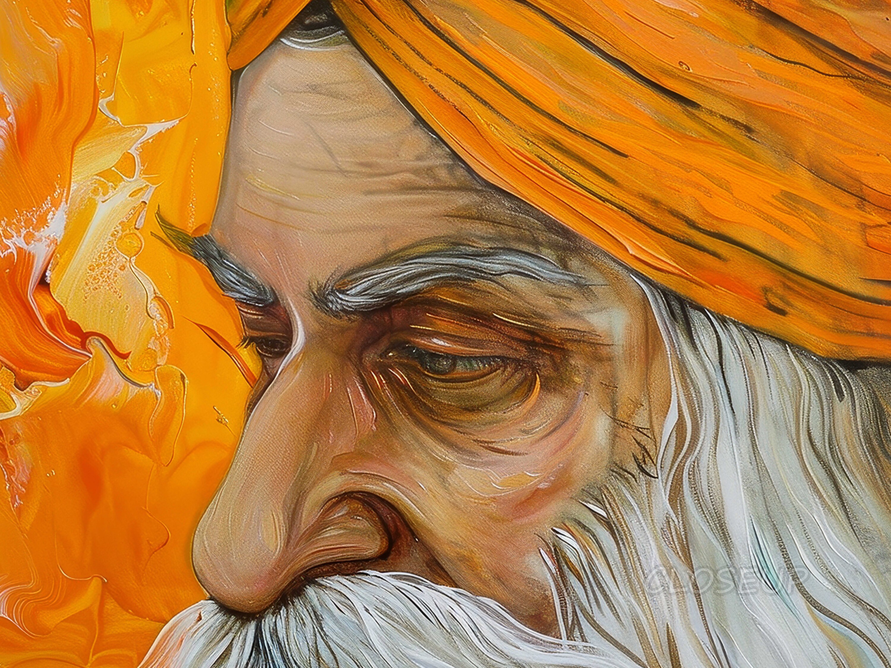 Guru Sikh Oil Painting Digital Print Sikh Wall Art Religious Art Sikh ...