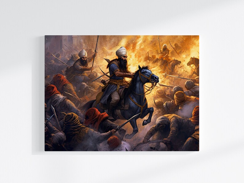The Battle of Chamkaur 500+ DPI | Canvas | Sikh Art | Wall Decor | Sikh ...