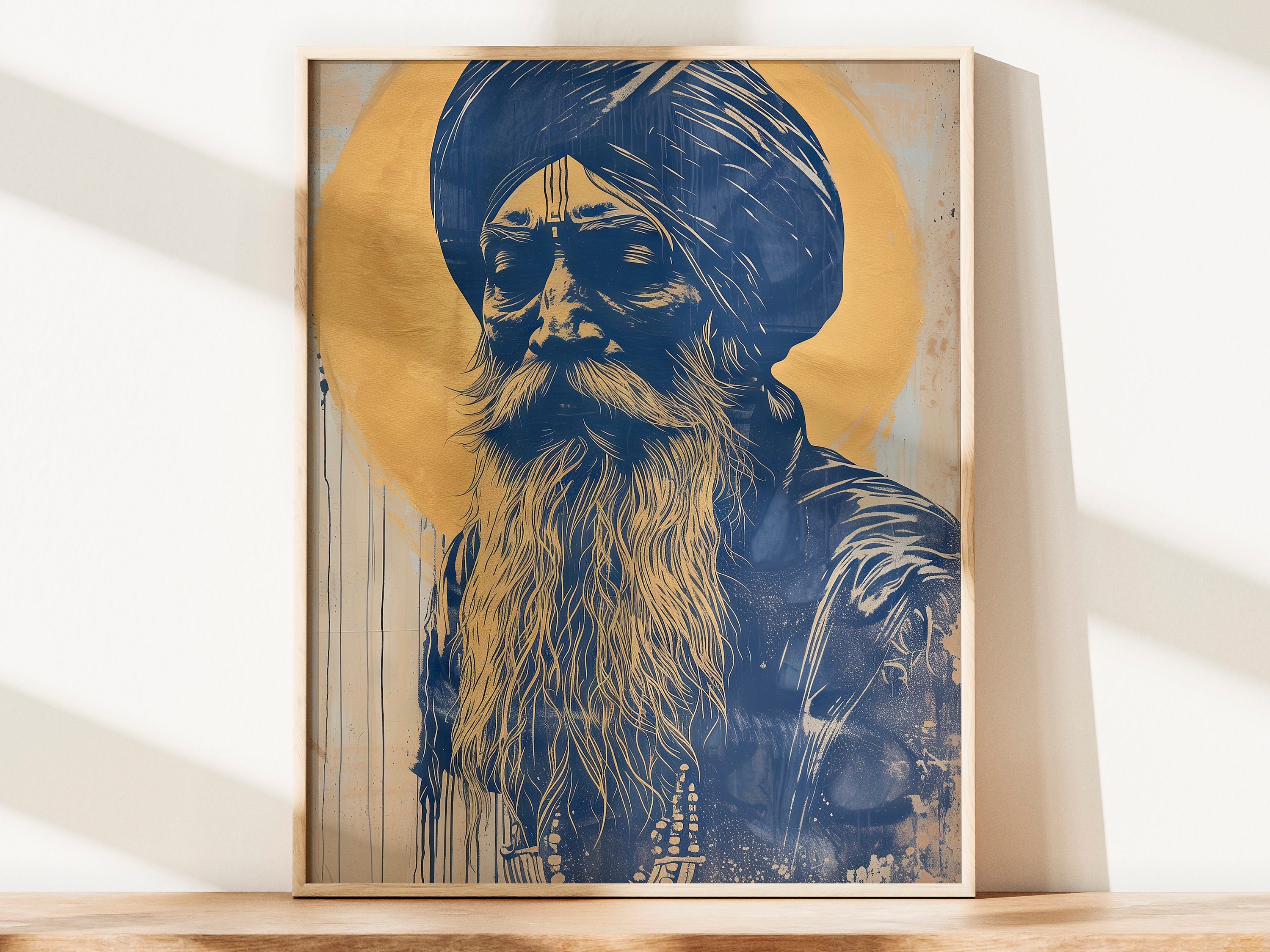 Sikh Guru Print Poster Sikh Wallpaper Oil Painting Sikh Wall Art Sikh ...