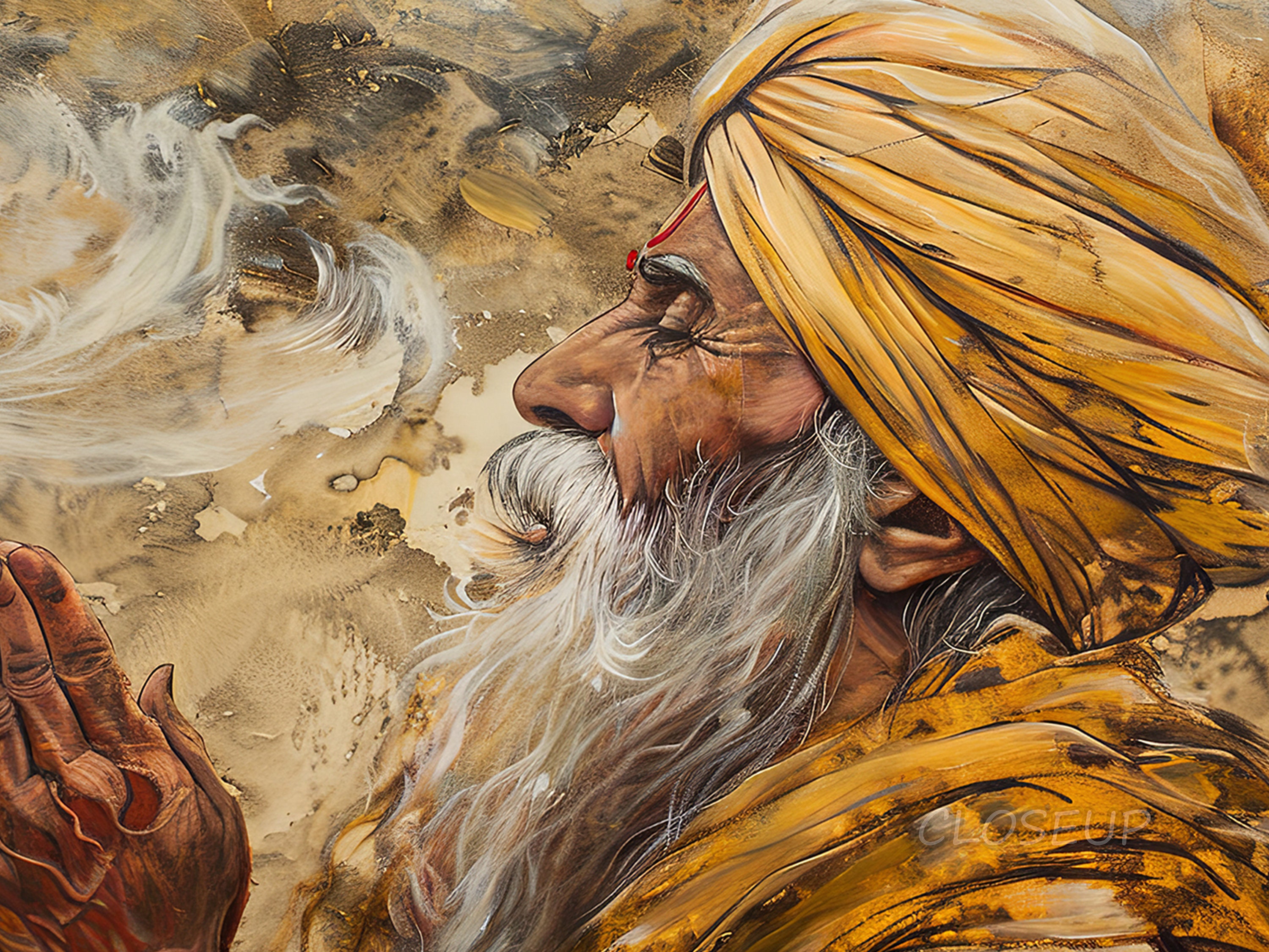 Guru Nanak Print Poster Sikh Wallpaper Vibrant Oil Painting Sikh Wall ...