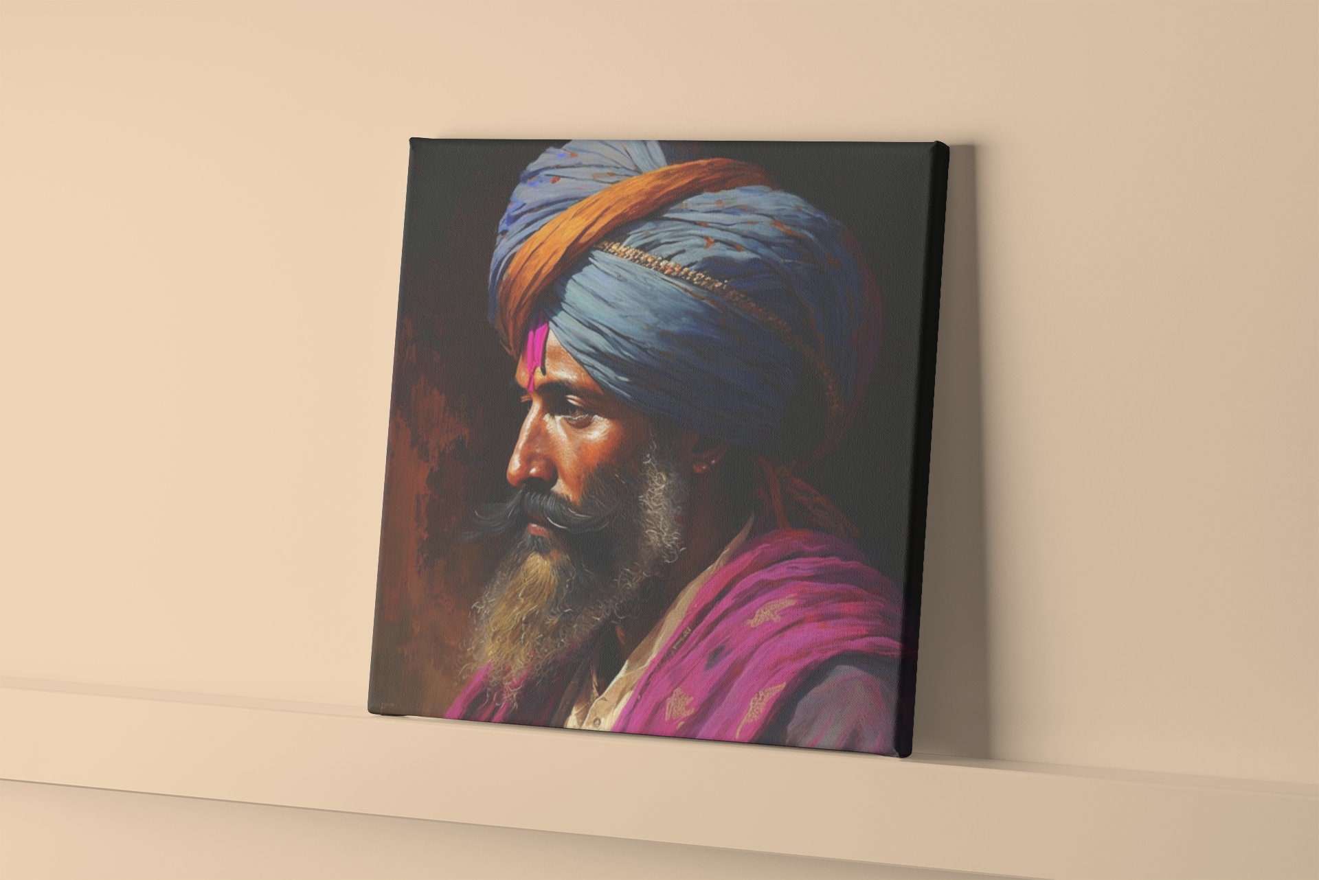 Radiant Resilience: A Vibrant Sikh Man Amidst Flames - Sikh Art | Oil ...